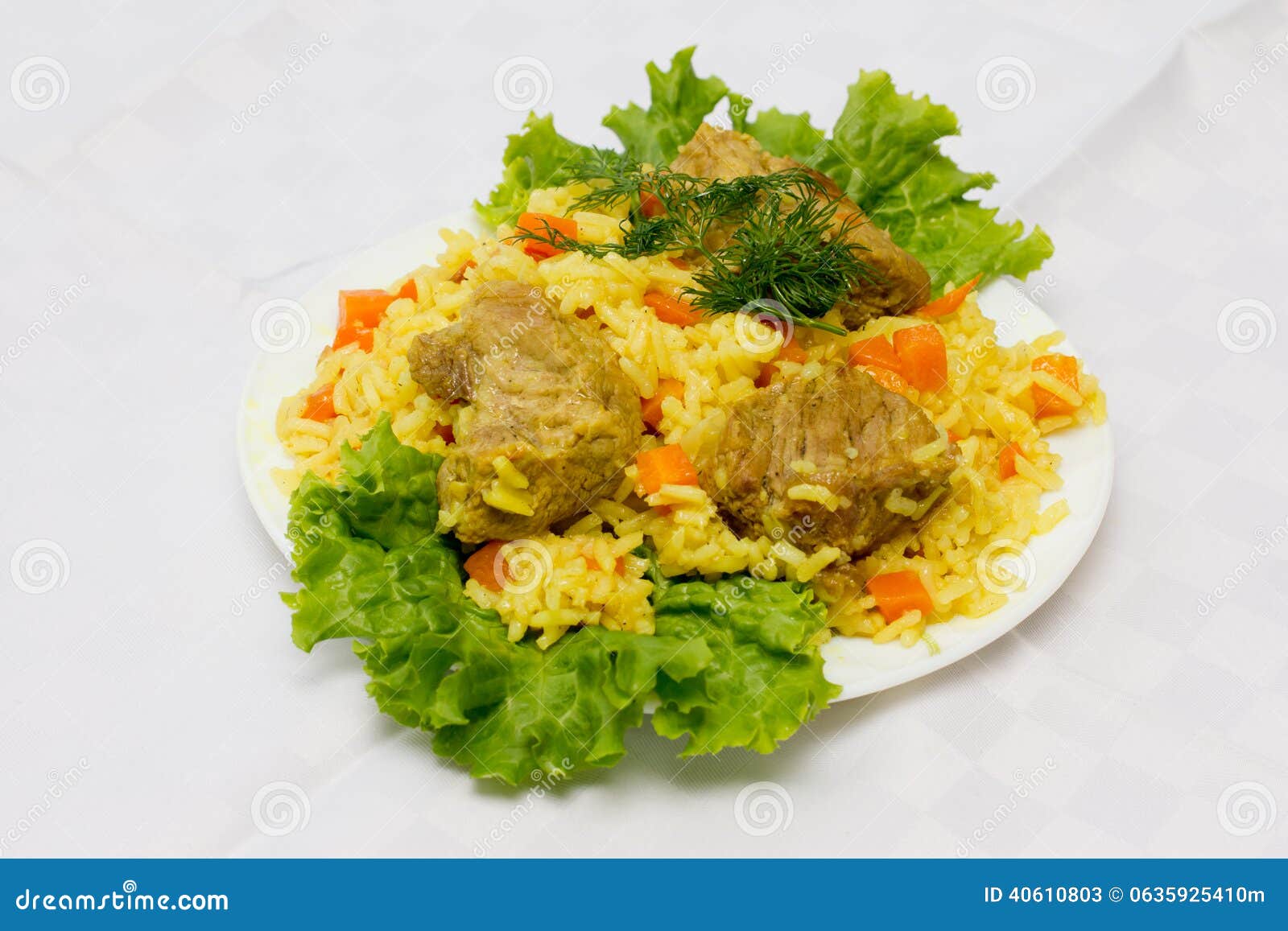 Pork Pilaf With Aromatic Spices In A Black Bowl. Dishes Of The National ...