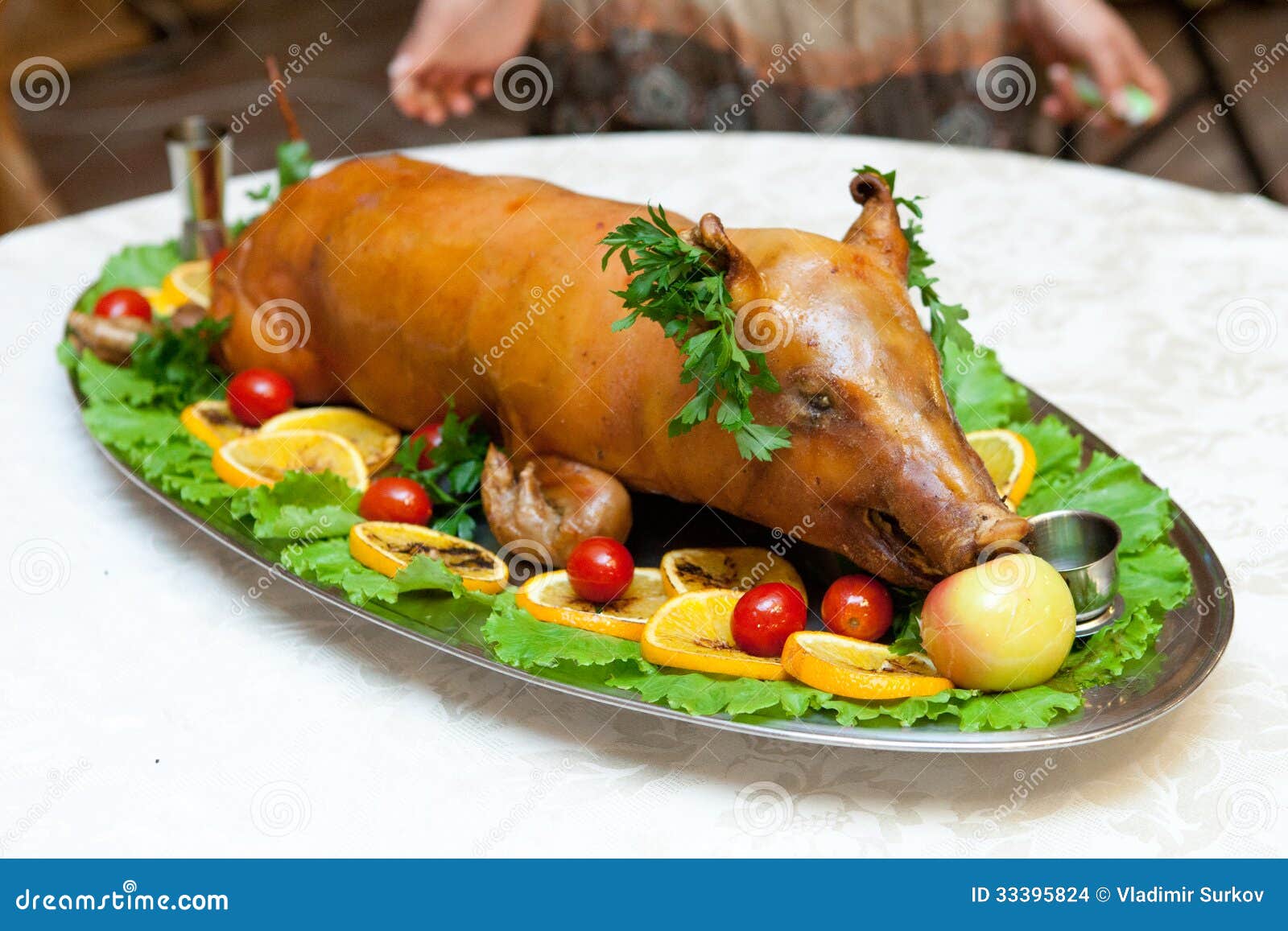 Pork on the plate stock photo. Image of gourmet, cooked - 33395824