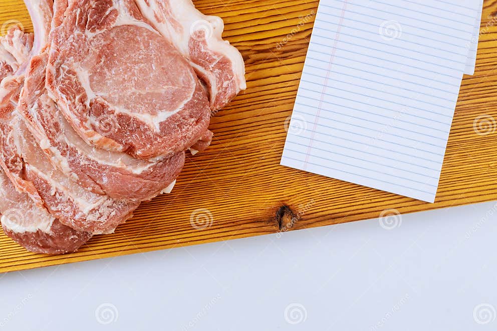 Pork Portion Steaks, Raw Ready To Marinate, in a Row Stock Image ...