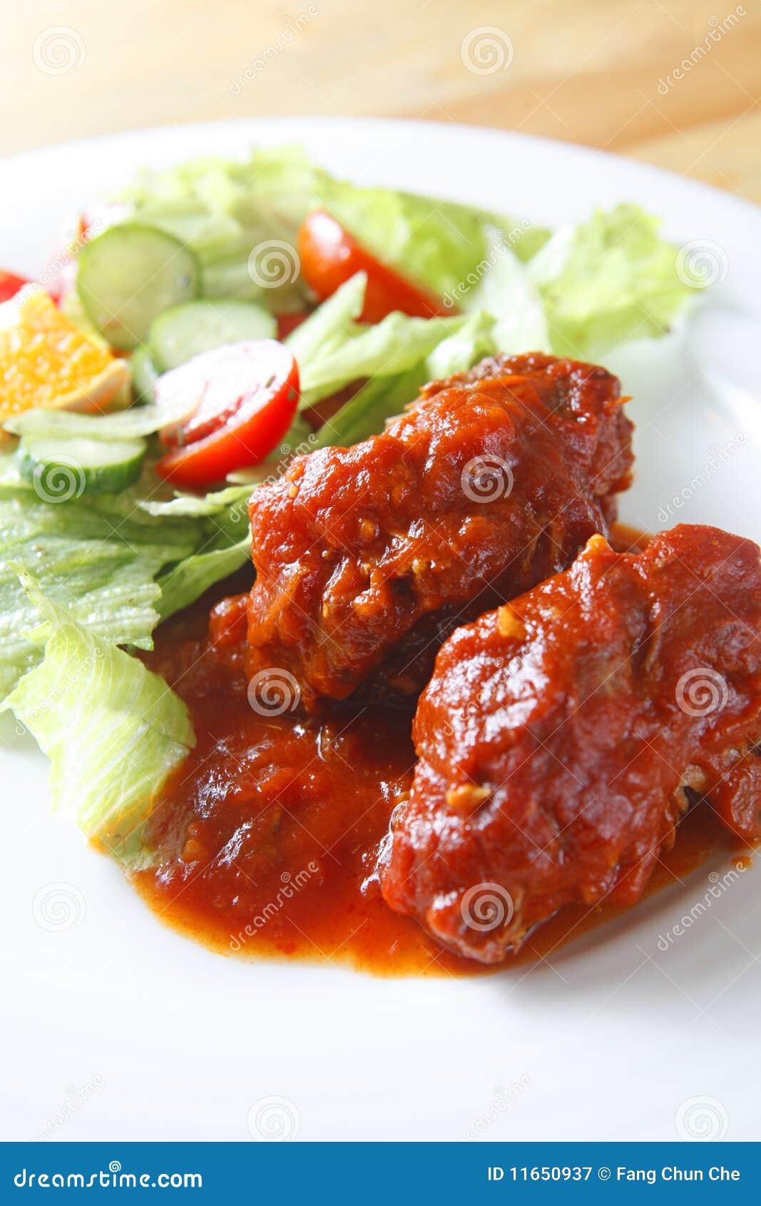 Pork rib with salad stock image. Image of gourmet, meat - 11650937