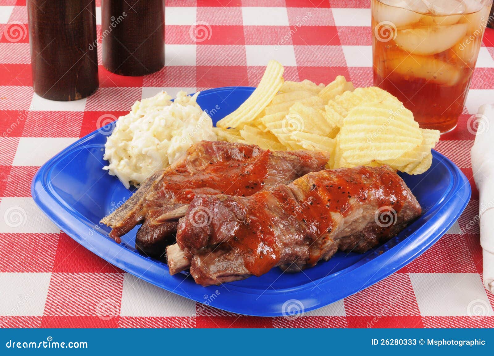 Pork ribs and coleslaw stock image. Image of lunch, orientation - 26280333