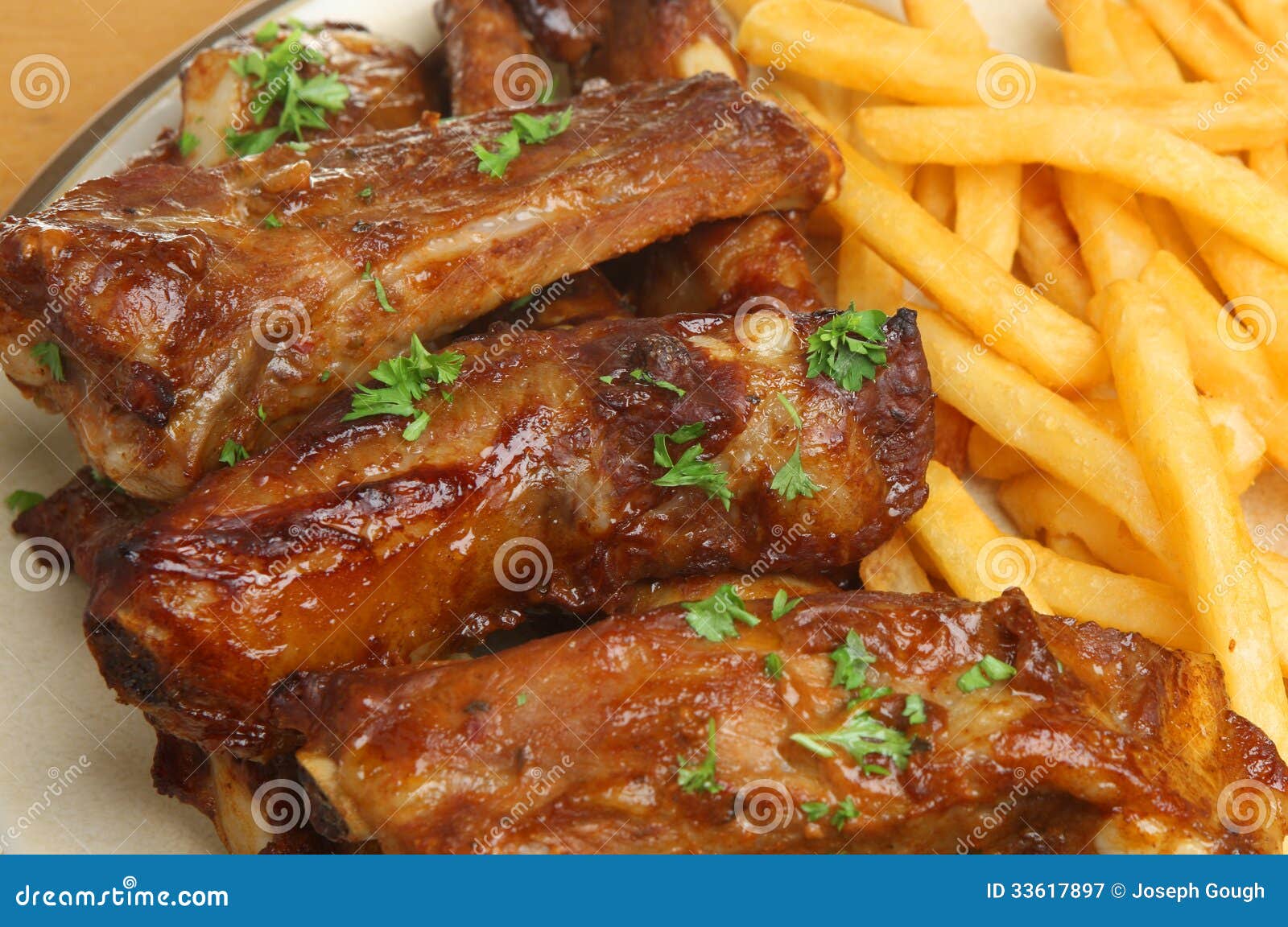Pork Ribs & Fries stock image. Image of fries, plate - 33617897