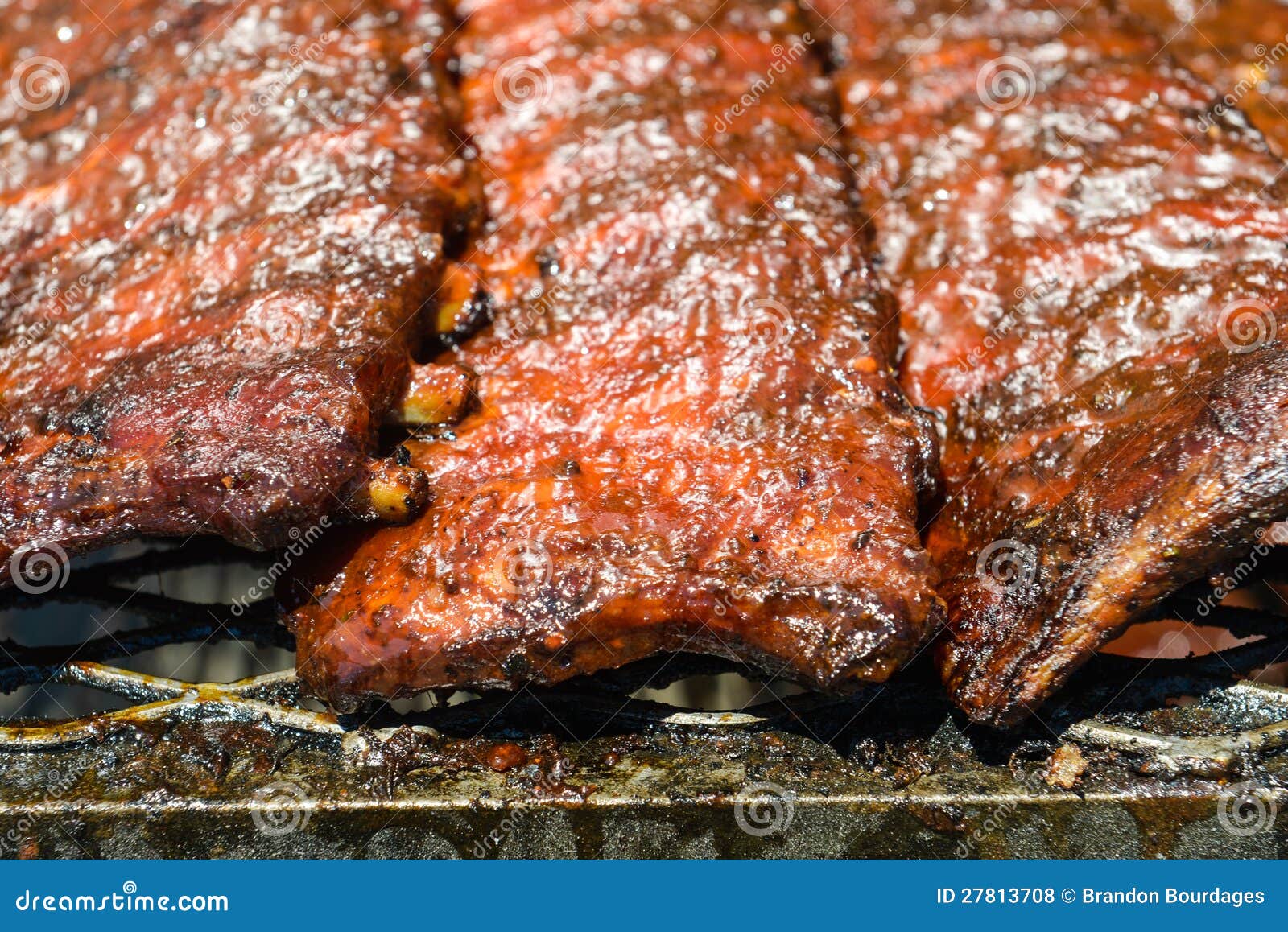 Pork Ribs on the Grill stock photo. Image of sauce, grilled - 27813708