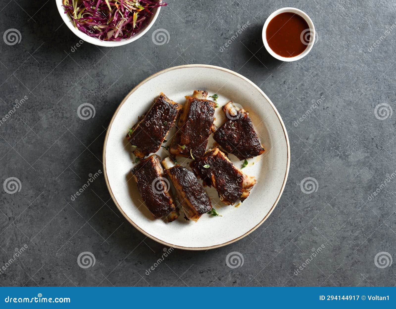 Pork ribs on plate stock image. Image of meat, pork - 294144917
