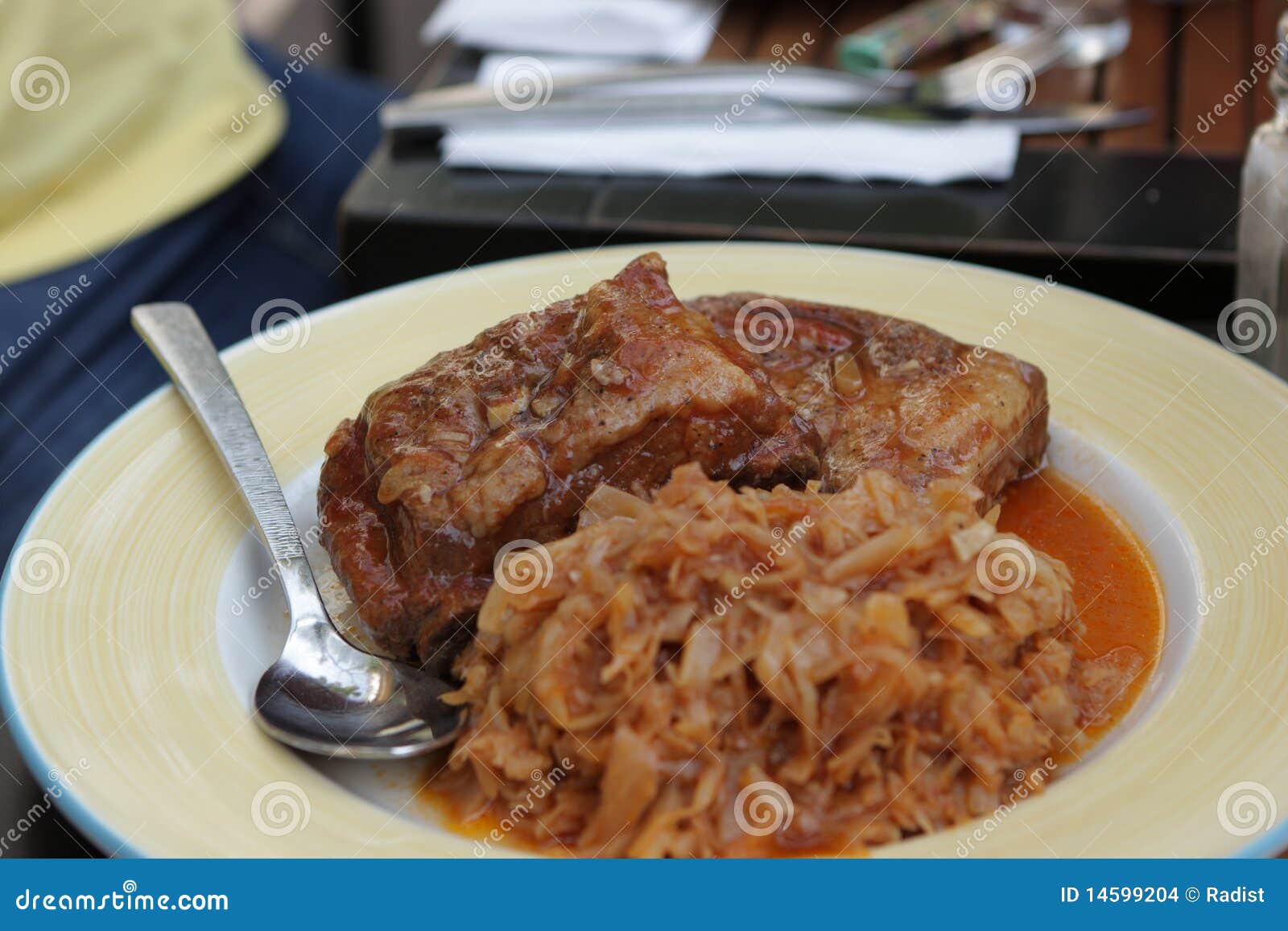 Pork Ribs with Stewed Cabbage Stock Photo - Image of dishware, eating ...