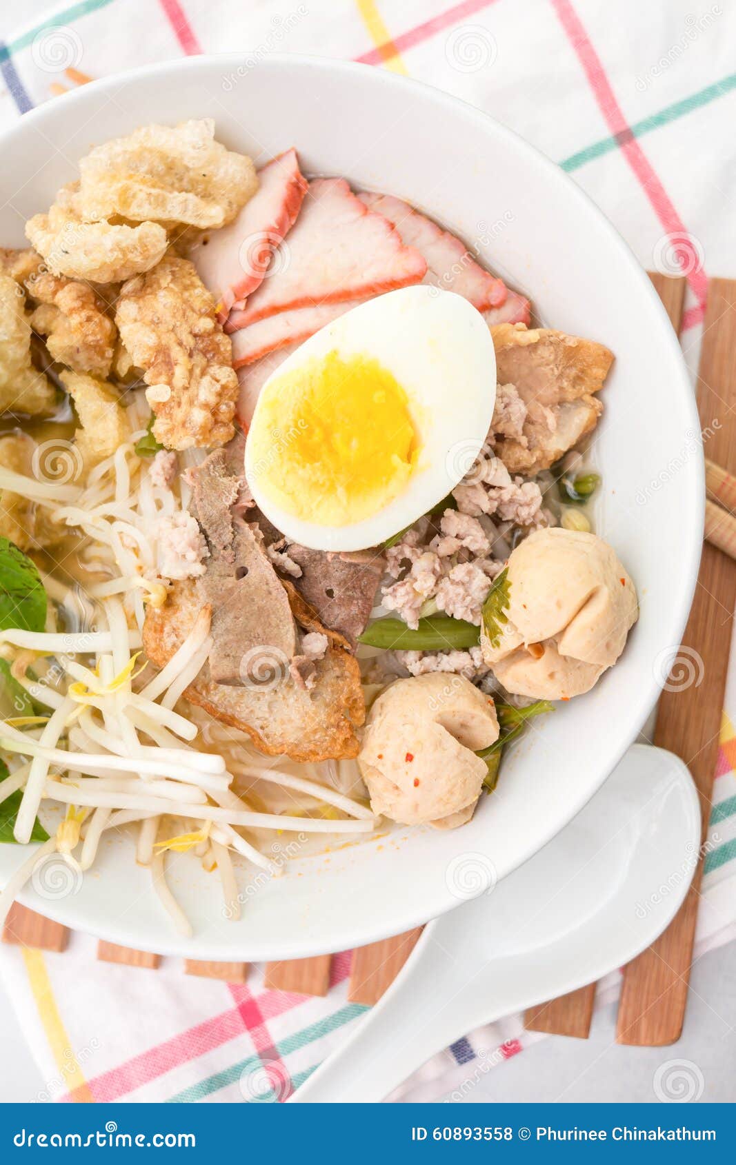 Pork rice noodle soup stock photo. Image of ingredient - 60893558