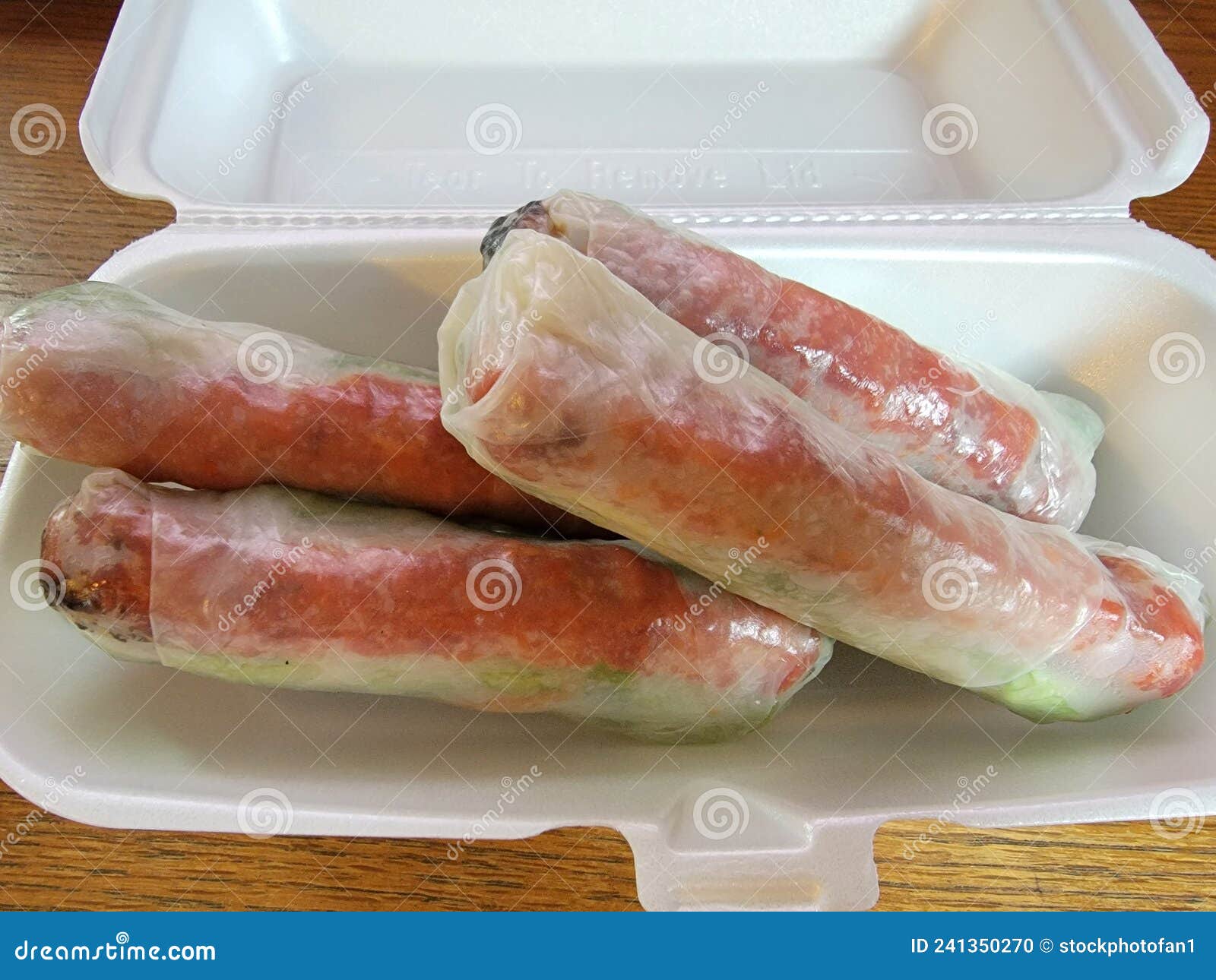 Pork and Rice Paper Vietnamese Rolls in Container Stock Photo - Image ...