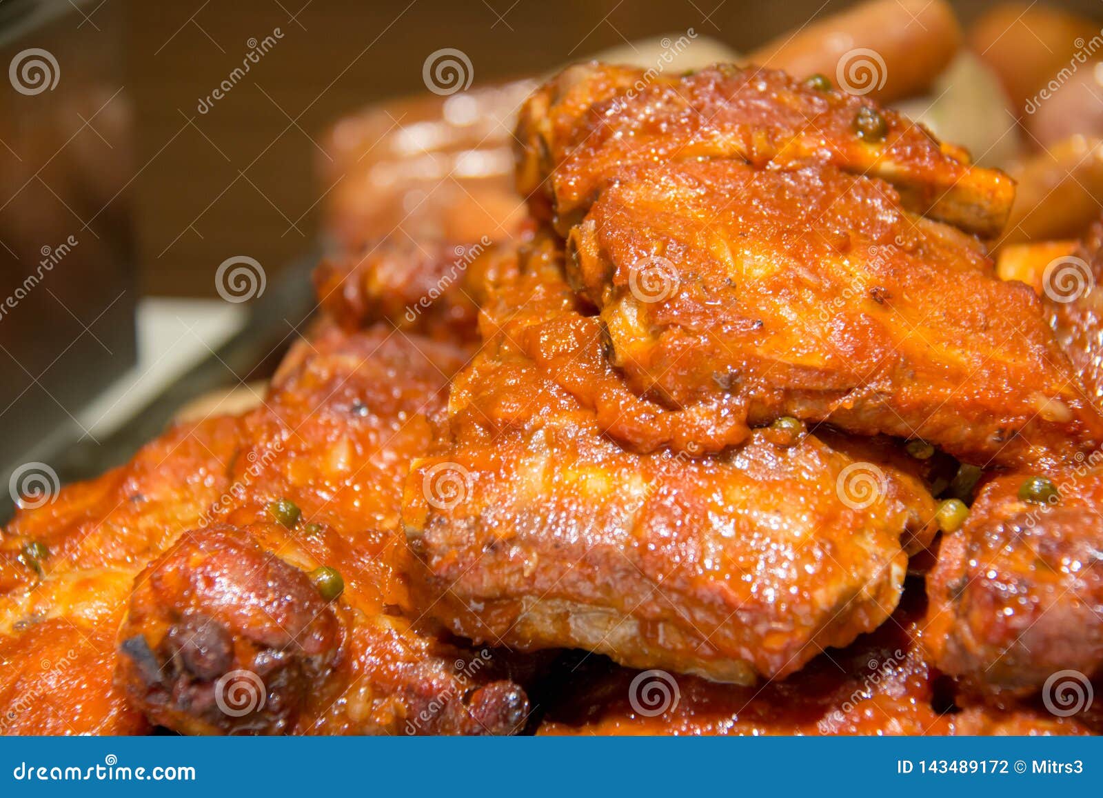 Pork Rip BBQ on Dish on Dish Stock Photo - Image of view, mixed: 143489172