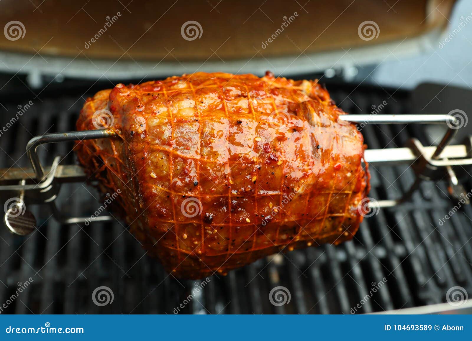 Roast Pig On A Spit. Pig Cooking In Germany Stock Photography ...