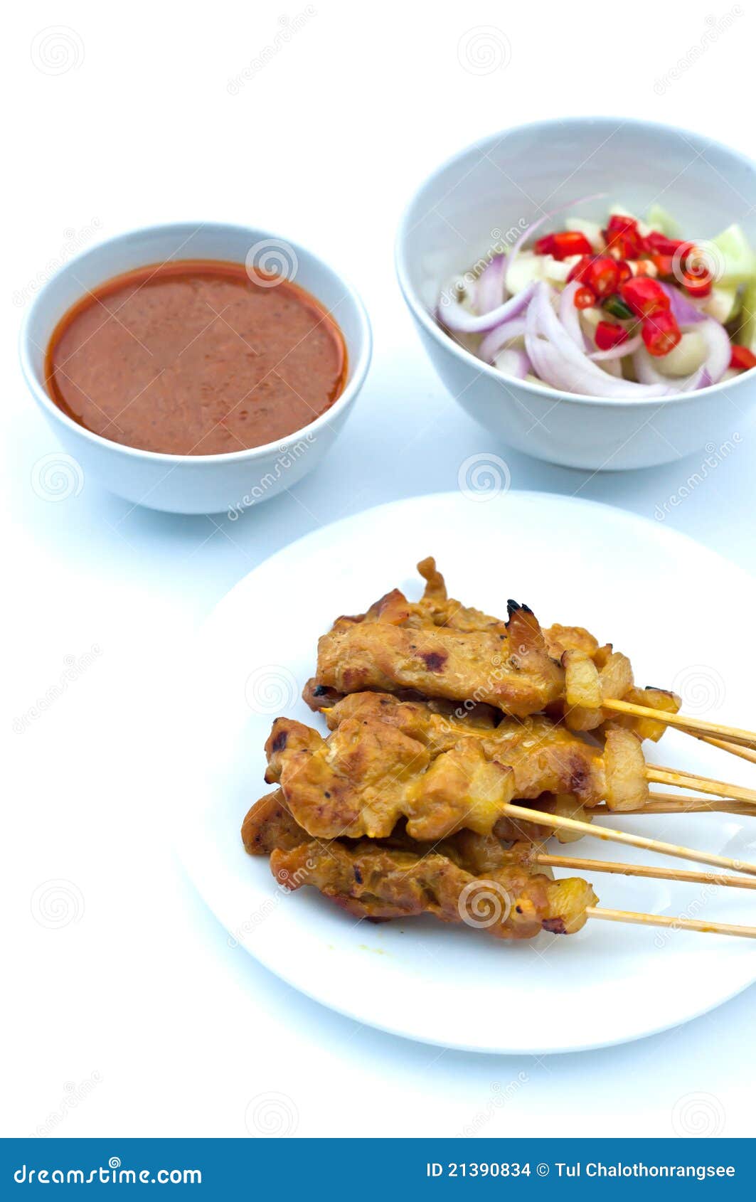 Pork satay stock photo. Image of meal, cucumber, culture - 21390834