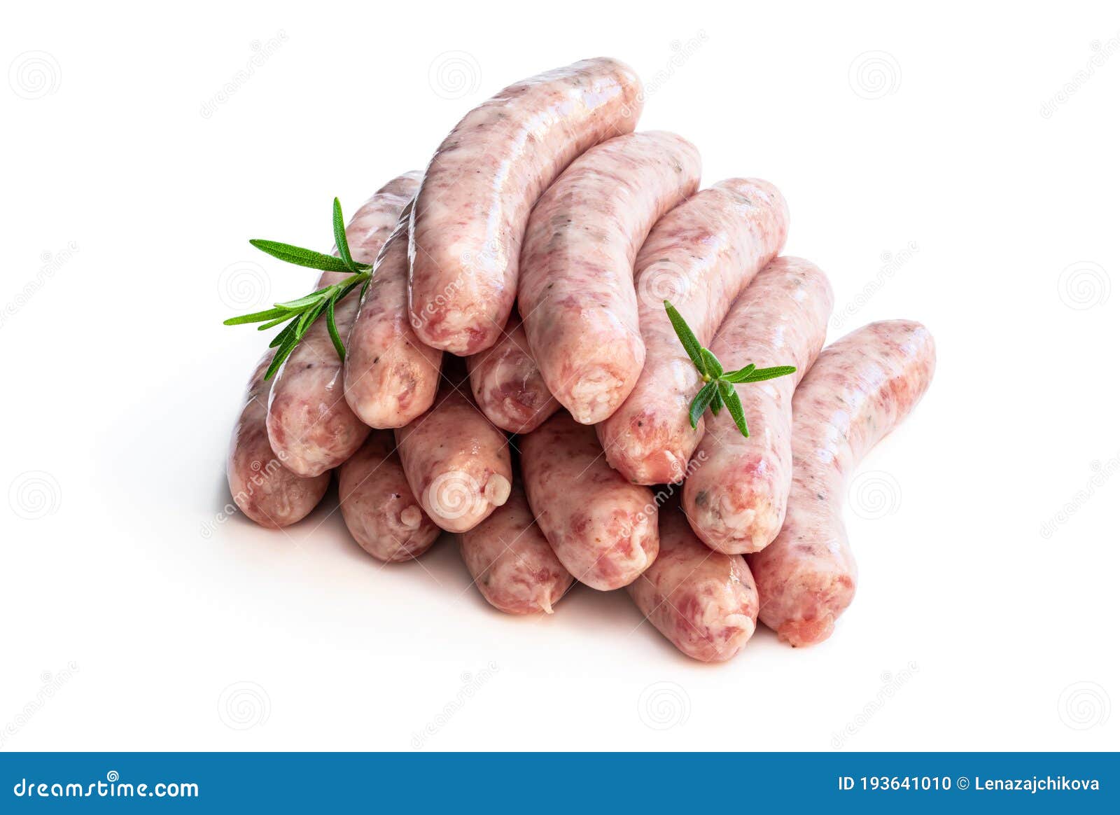 Pork Sausages Chipolatas Isolated on White Background Stock Photo ...