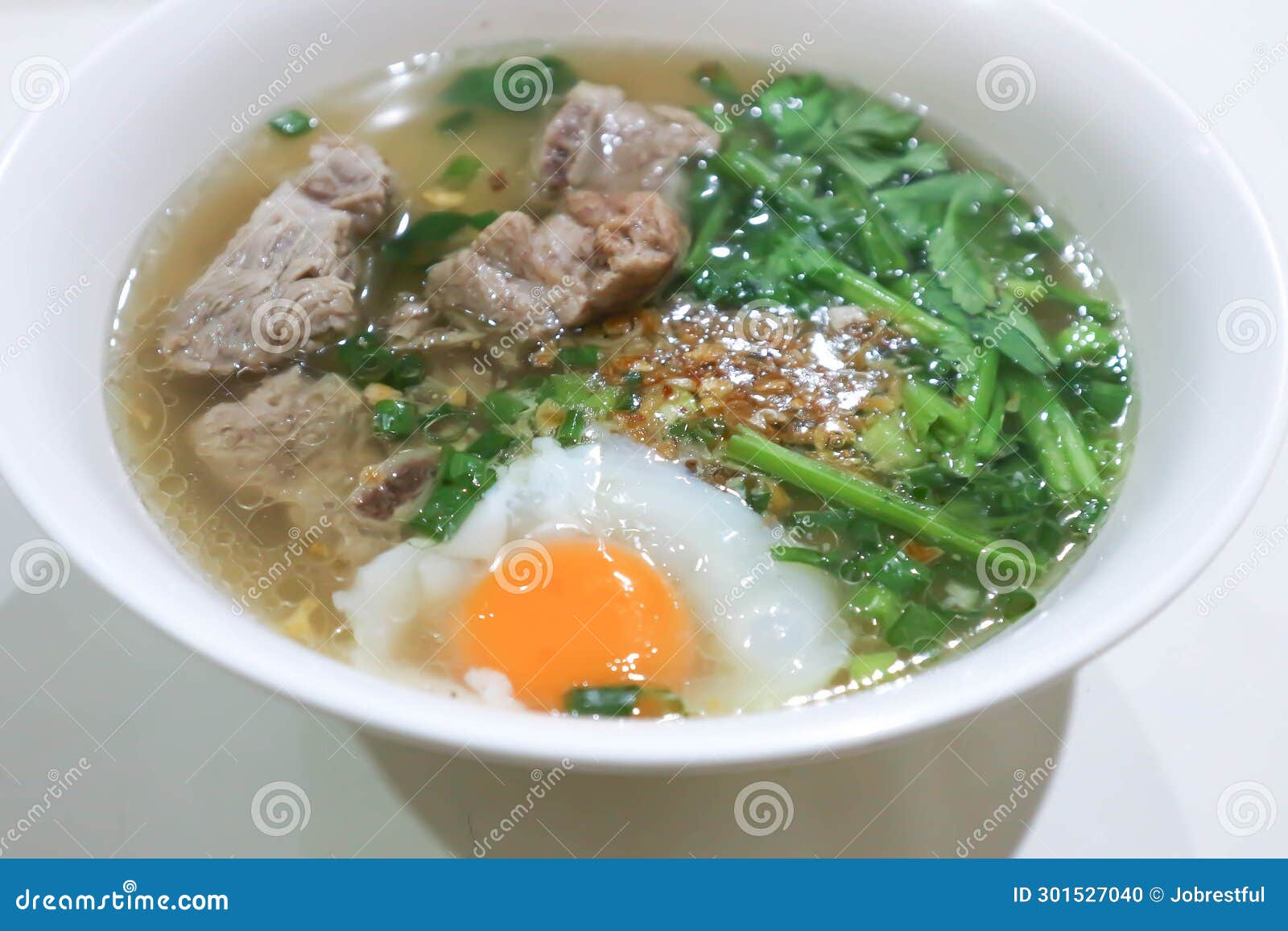 Pork Soup or Pork Rib Soup with Egg and Vegetable or Boiled Rice with ...