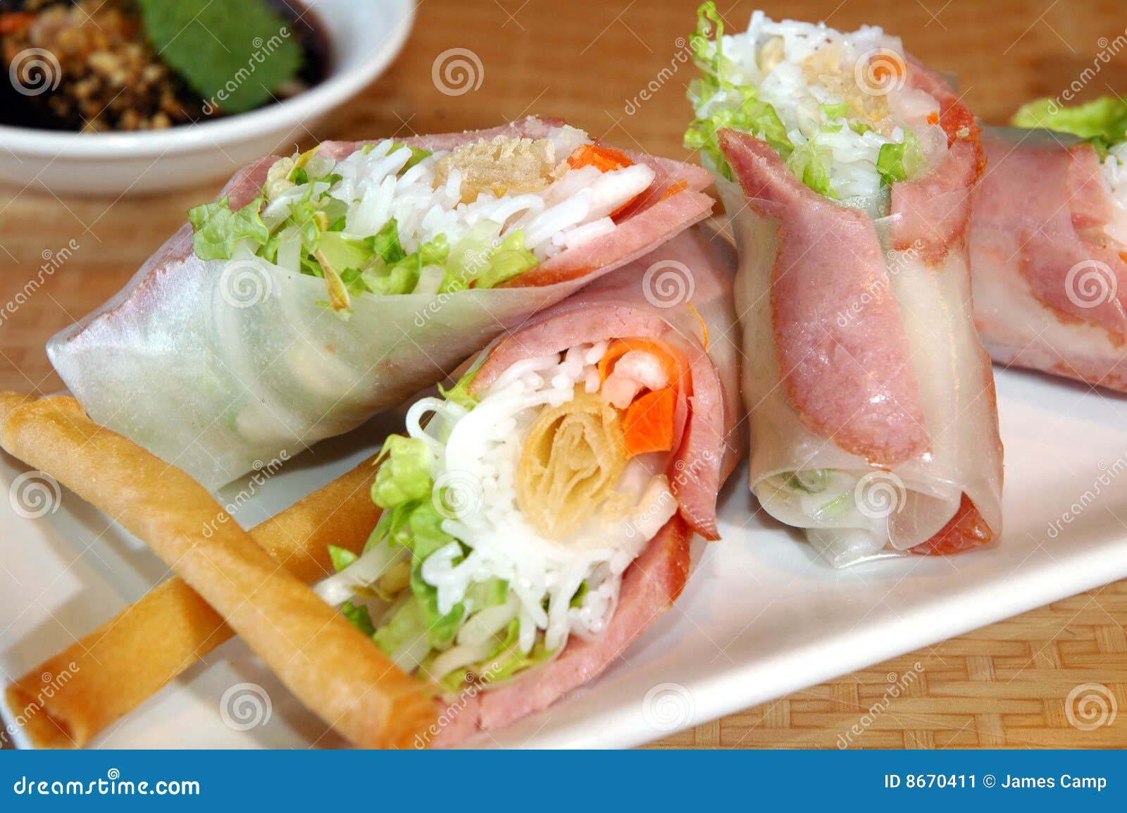 Pork spring rolls stock image. Image of lettuce, thai - 8670411