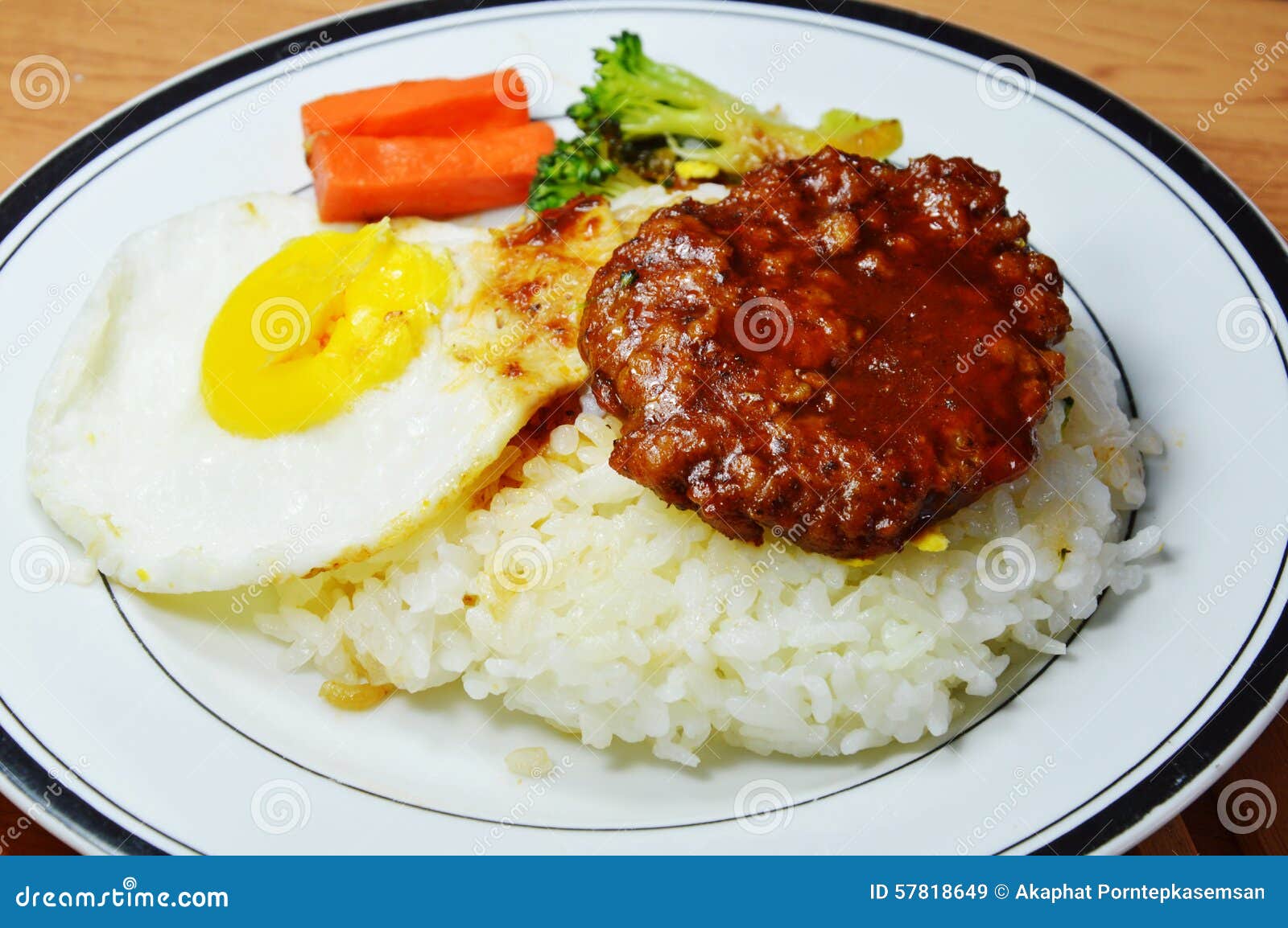 Pork Steak and Fried Egg with Japanese Rice Stock Image - Image of ...