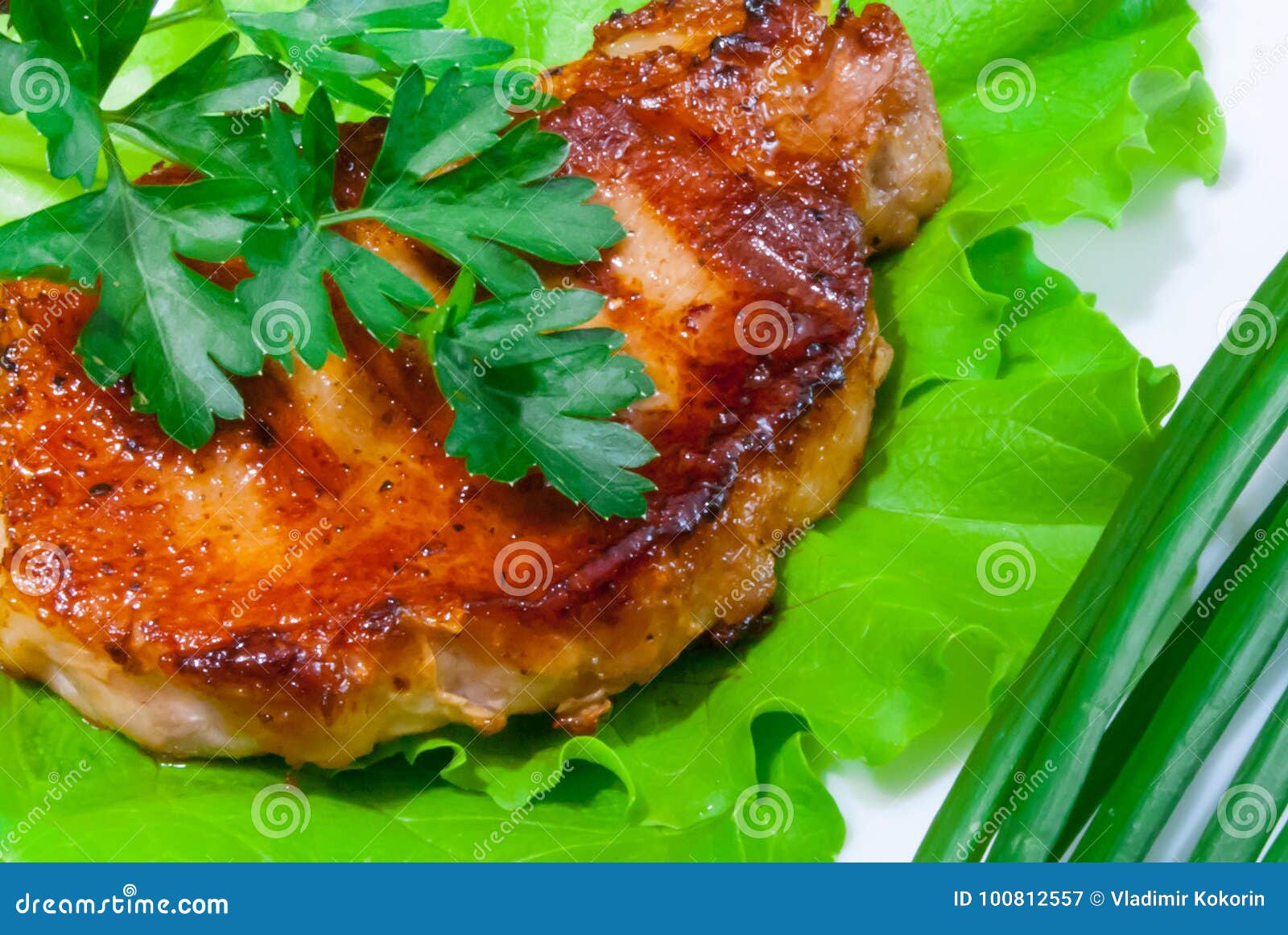 Pork steak with fried rice stock image. Image of horizontal - 100812557