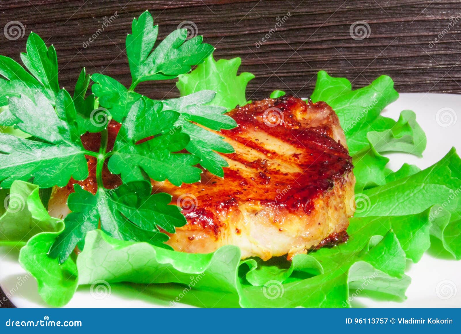 Pork steak with fried rice stock image. Image of fillet - 96113757