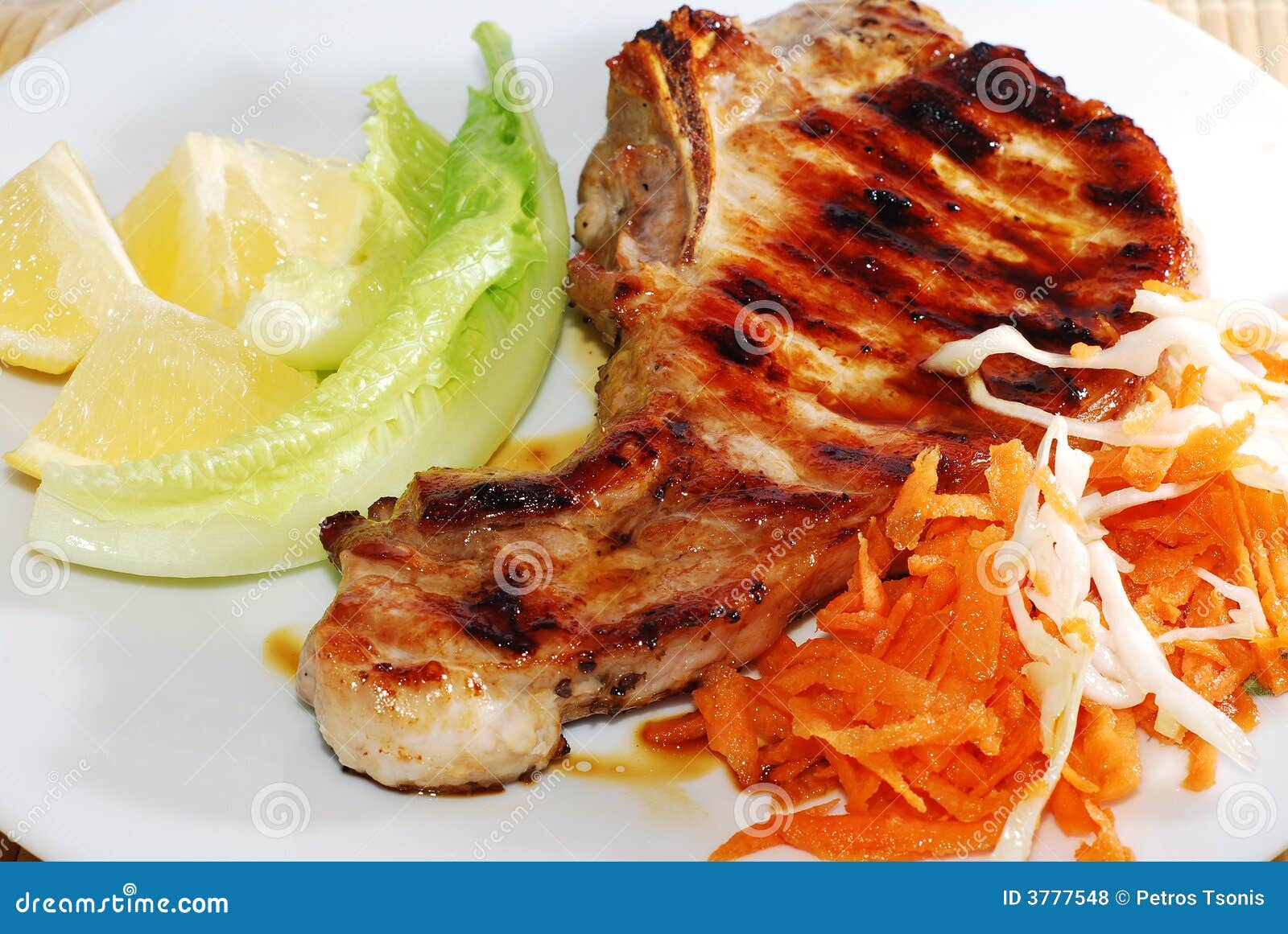 Pork steak plate stock photo. Image of pork, health, nutrition - 3777548