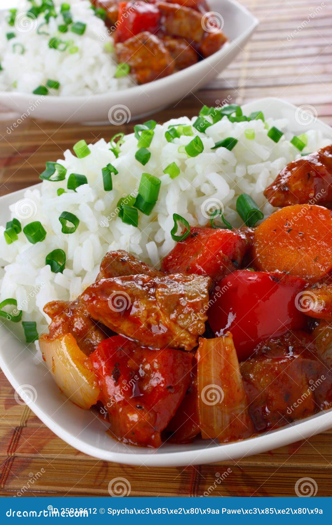 Pork stew with rice stock photo. Image of meat, paprika - 25918612