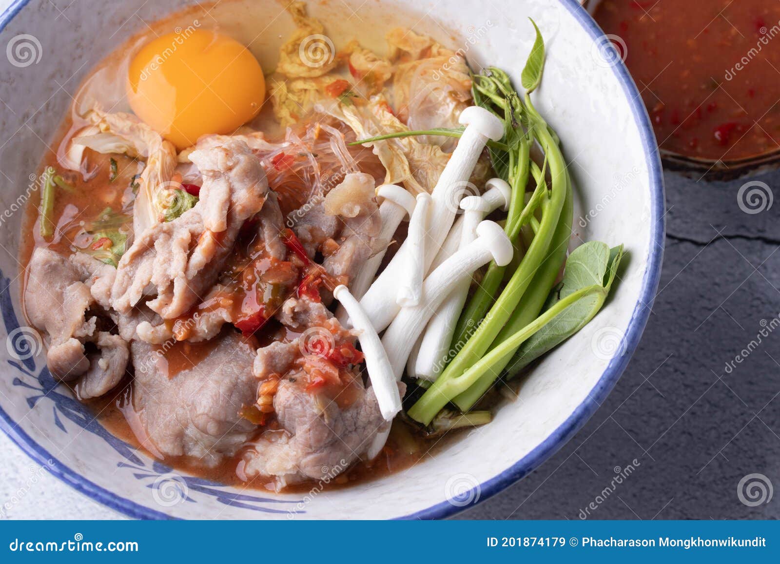 Pork Suki with Egg in Ceramic Cup Stock Image - Image of plate, kitchen ...