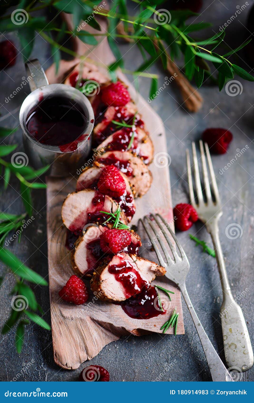 Pork Tenderloin with Raspberry Sauce Stock Image - Image of fillet ...