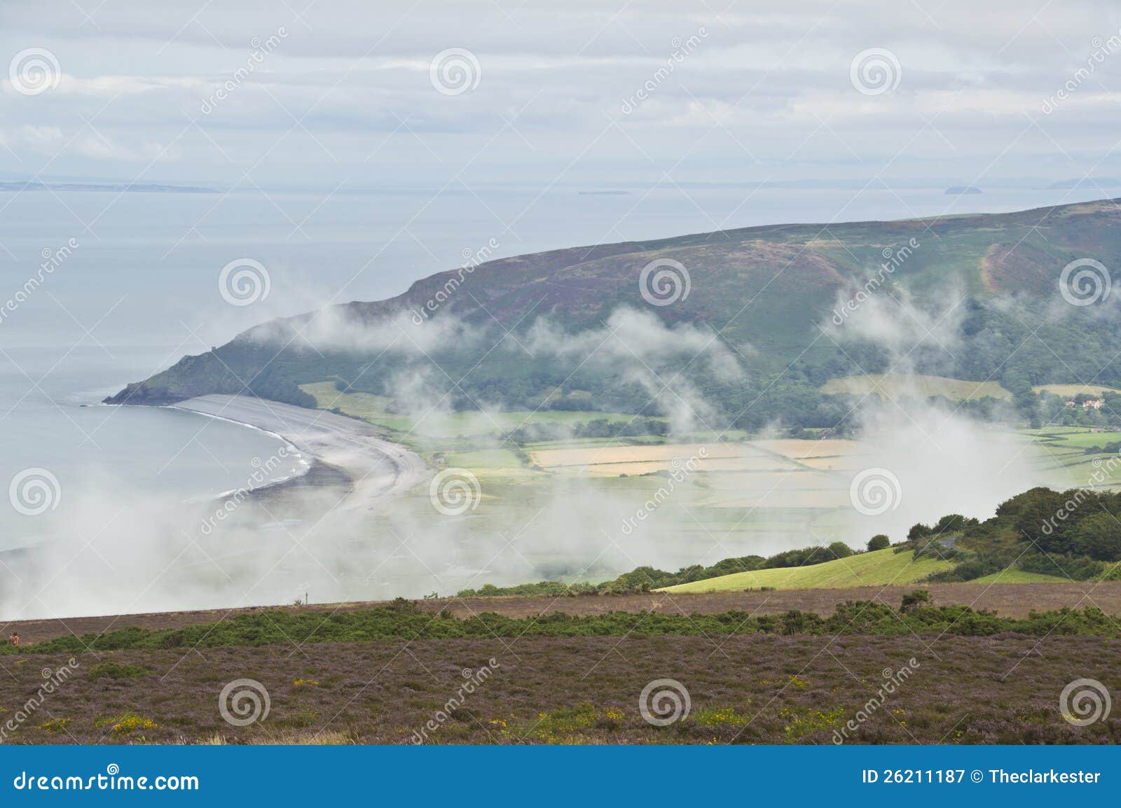 Porlock Hill View Down into Minehead Stock Image - Image of meadow ...