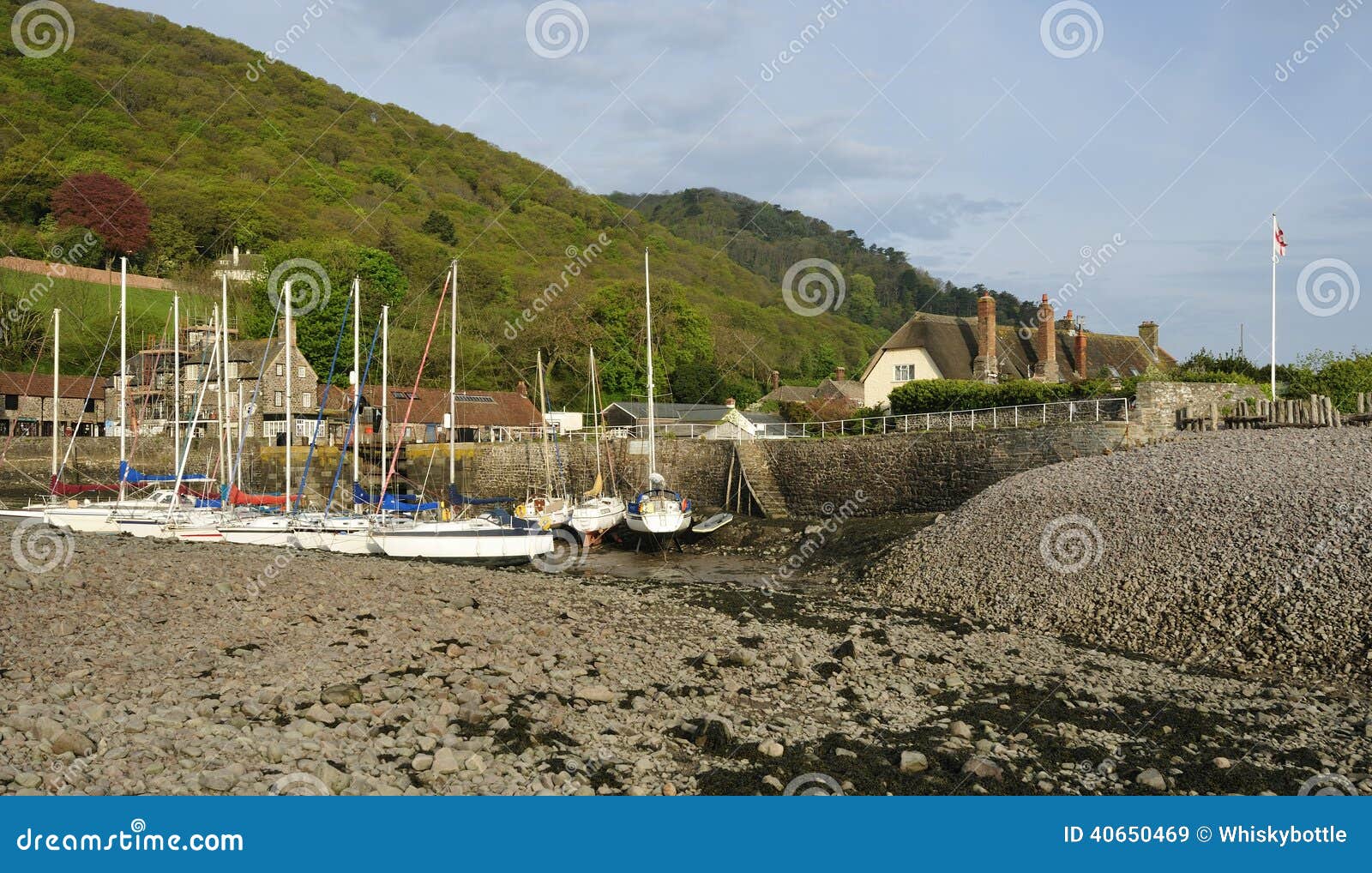 Porlock Weir Harbour stock image. Image of pebbles, breakwater - 40650469