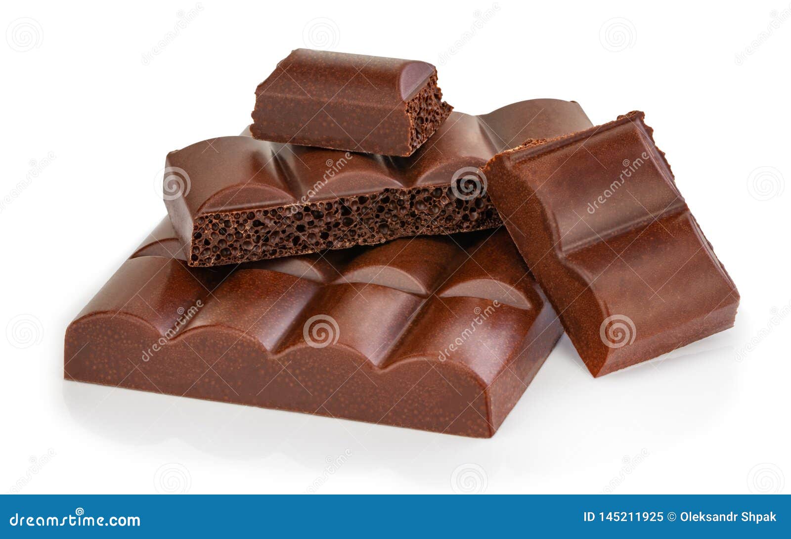 Porous Chocolate Pieces Isolated on White Background Stock Image ...