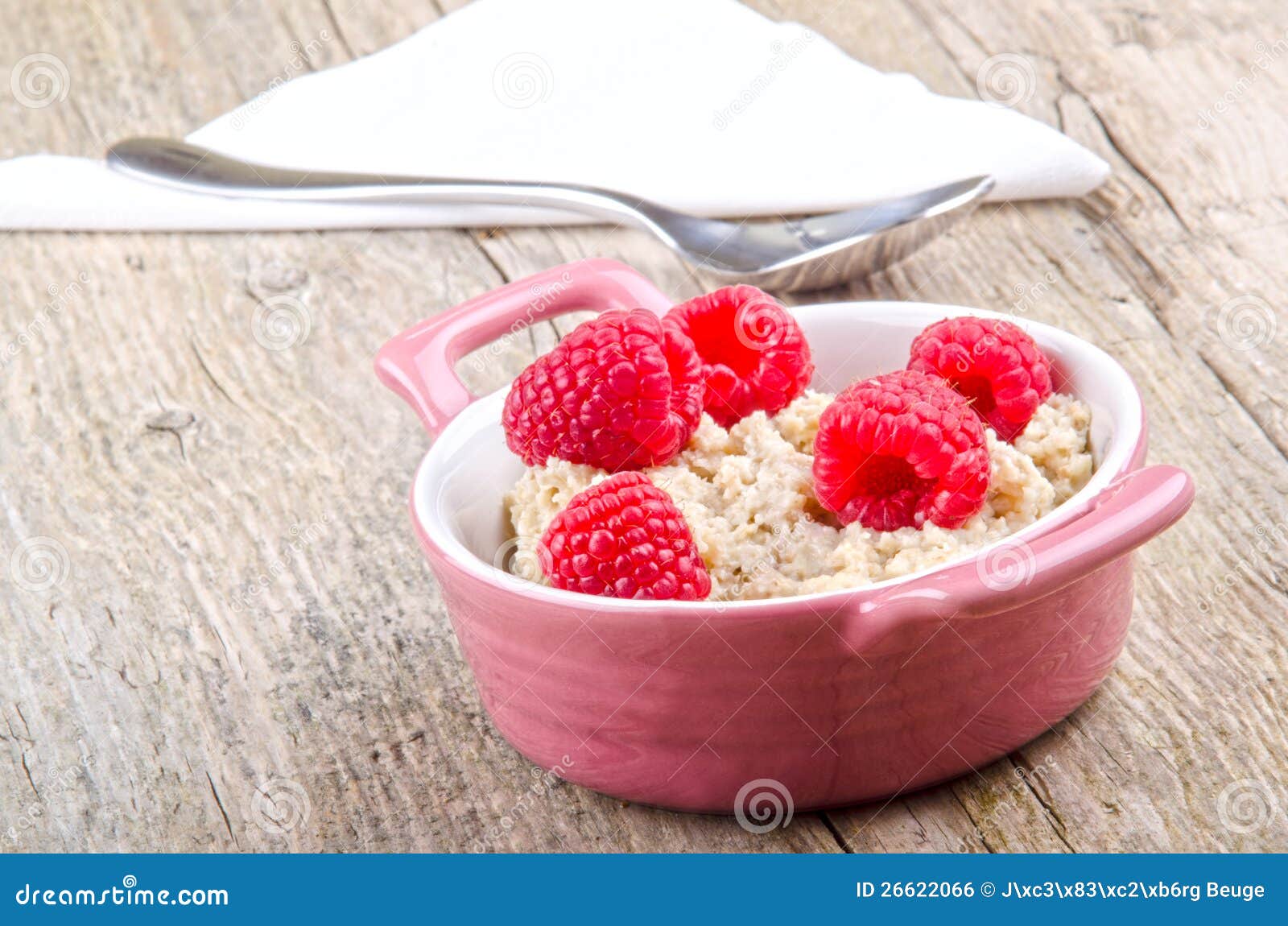 Porridge in a Bowl with Raspberry Stock Photo - Image of cooked ...