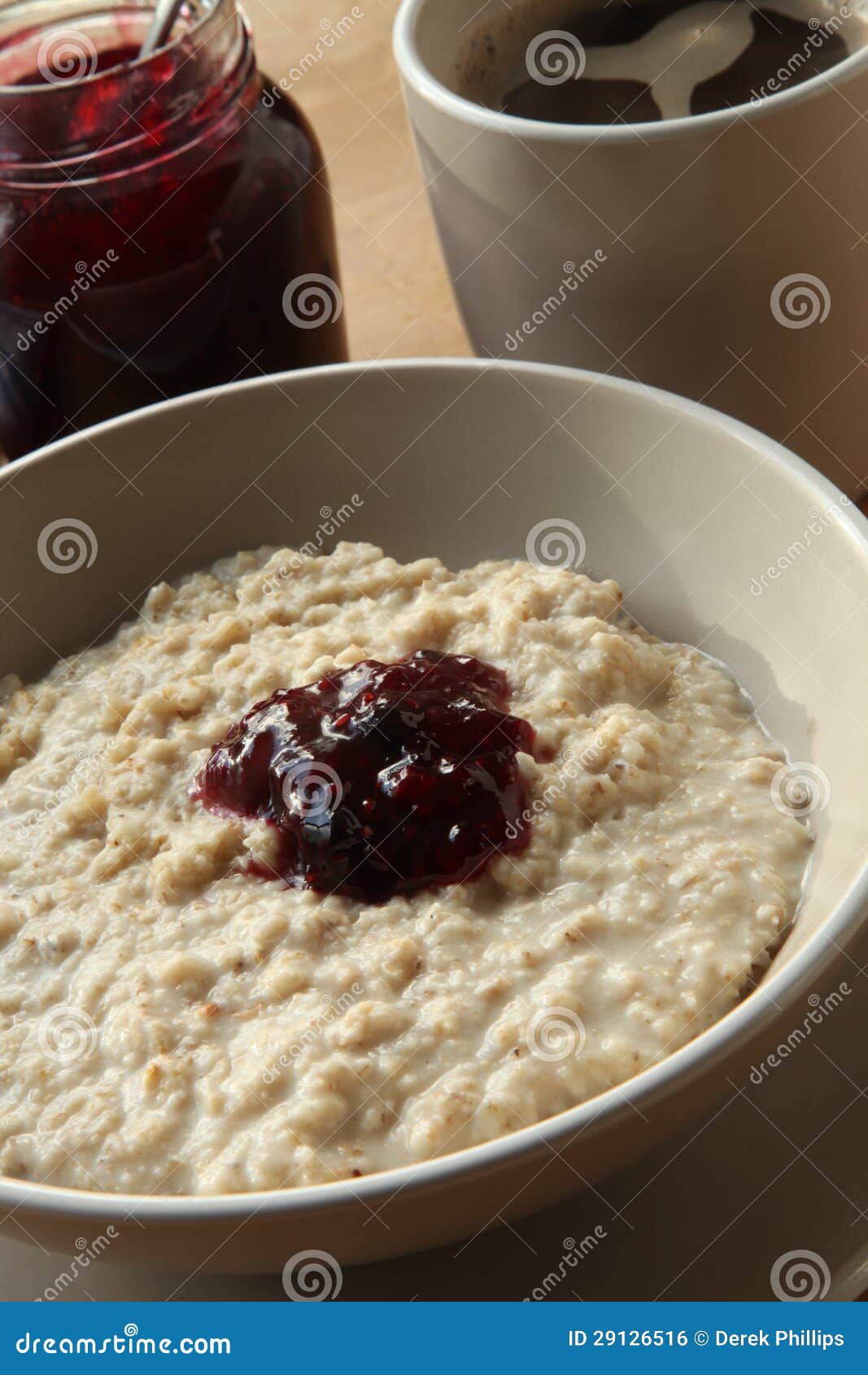 Porridge Coffee and Jam stock photo. Image of oats, coffee - 29126516