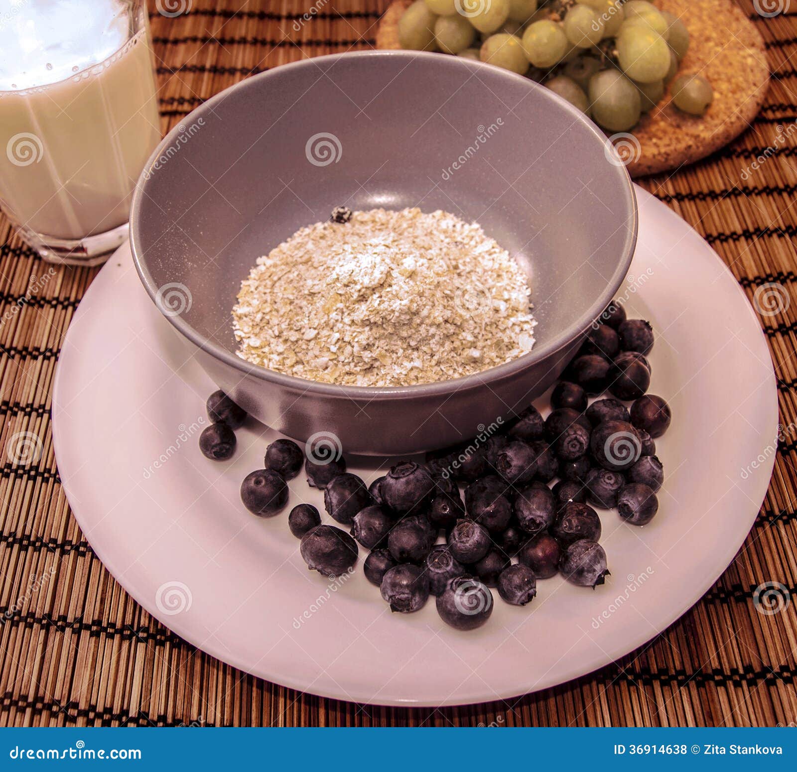 Porridge with fruit stock photo. Image of tasty, blue - 36914638