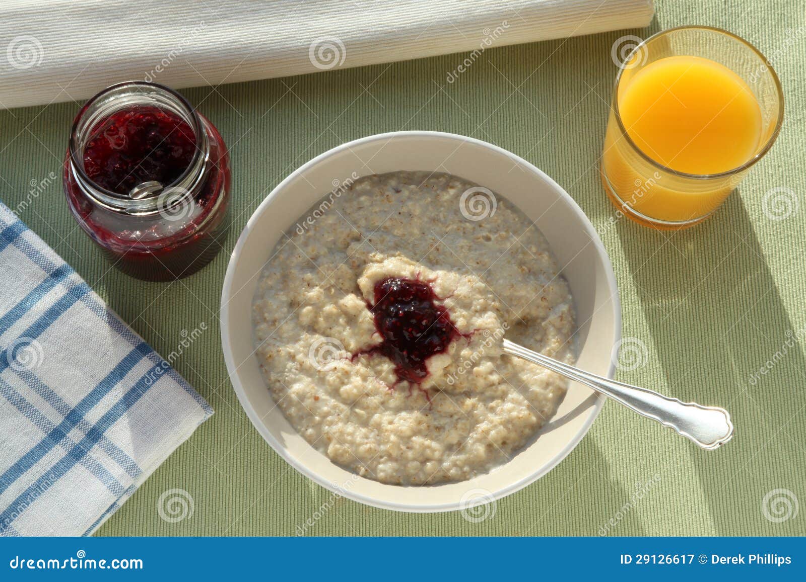 Porridge Orange Juice and Jam Stock Image - Image of breakfast ...