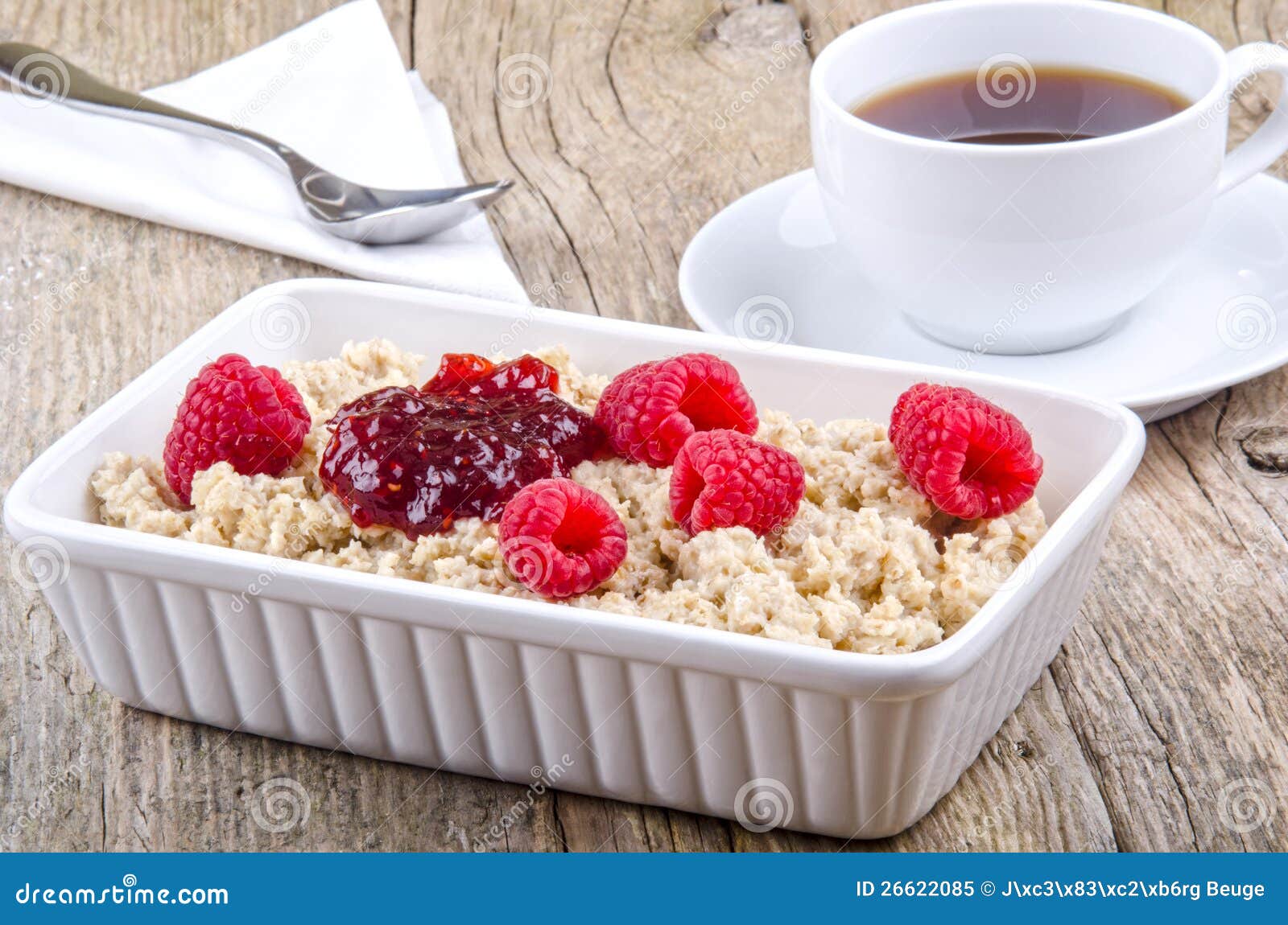 Porridge with Raspberry and Jam Stock Image - Image of oatmeal, cooked ...