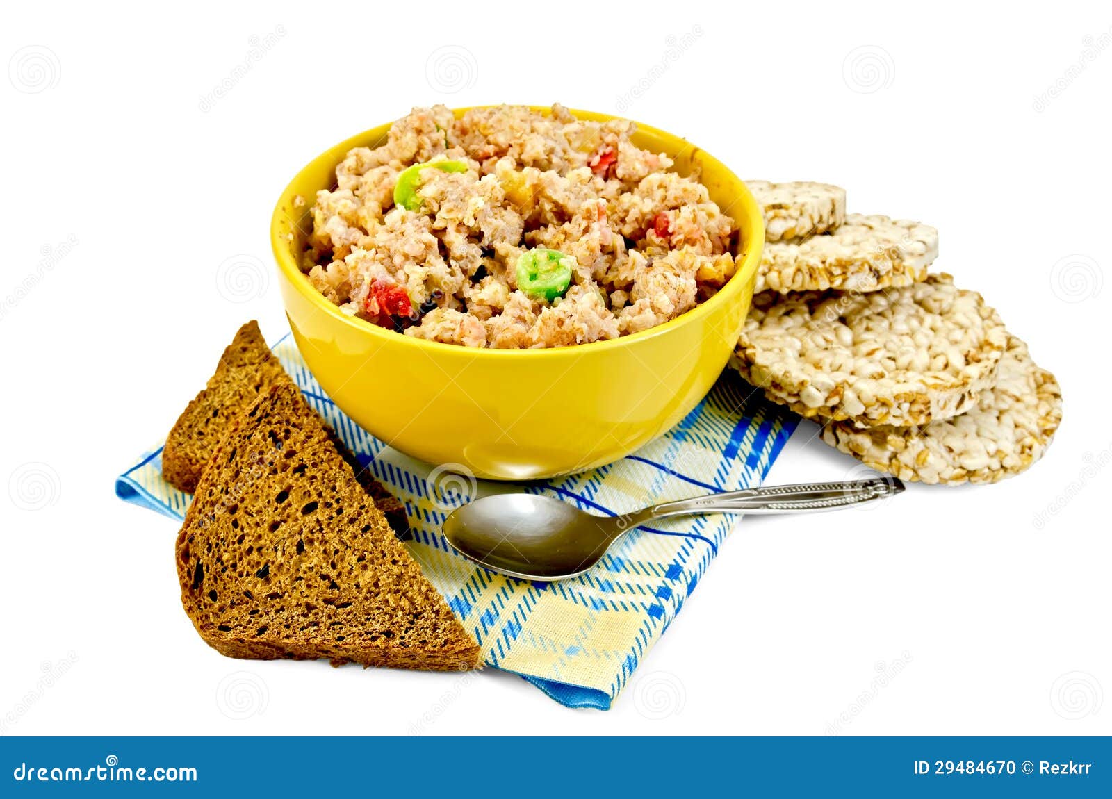 Porridge Rye Flakes with Bread on a Napkin Stock Photo - Image of ...