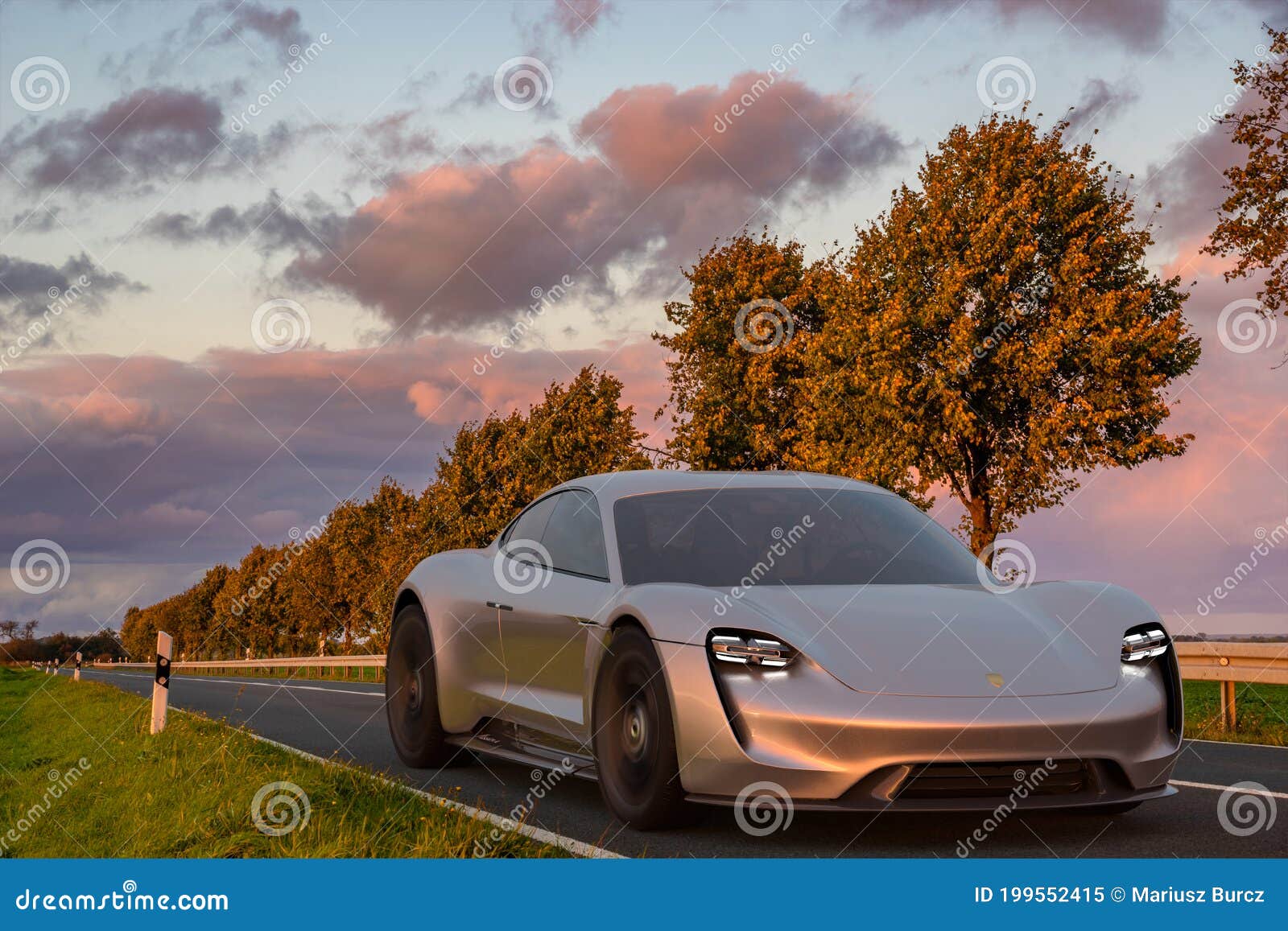 Electric Car Concept. Vector Flat Icon Illustration. Set Of Blue Color ...