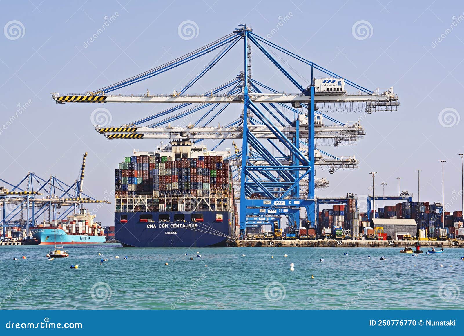 Discharging And Loading Of Containers. Editorial Photo | CartoonDealer ...