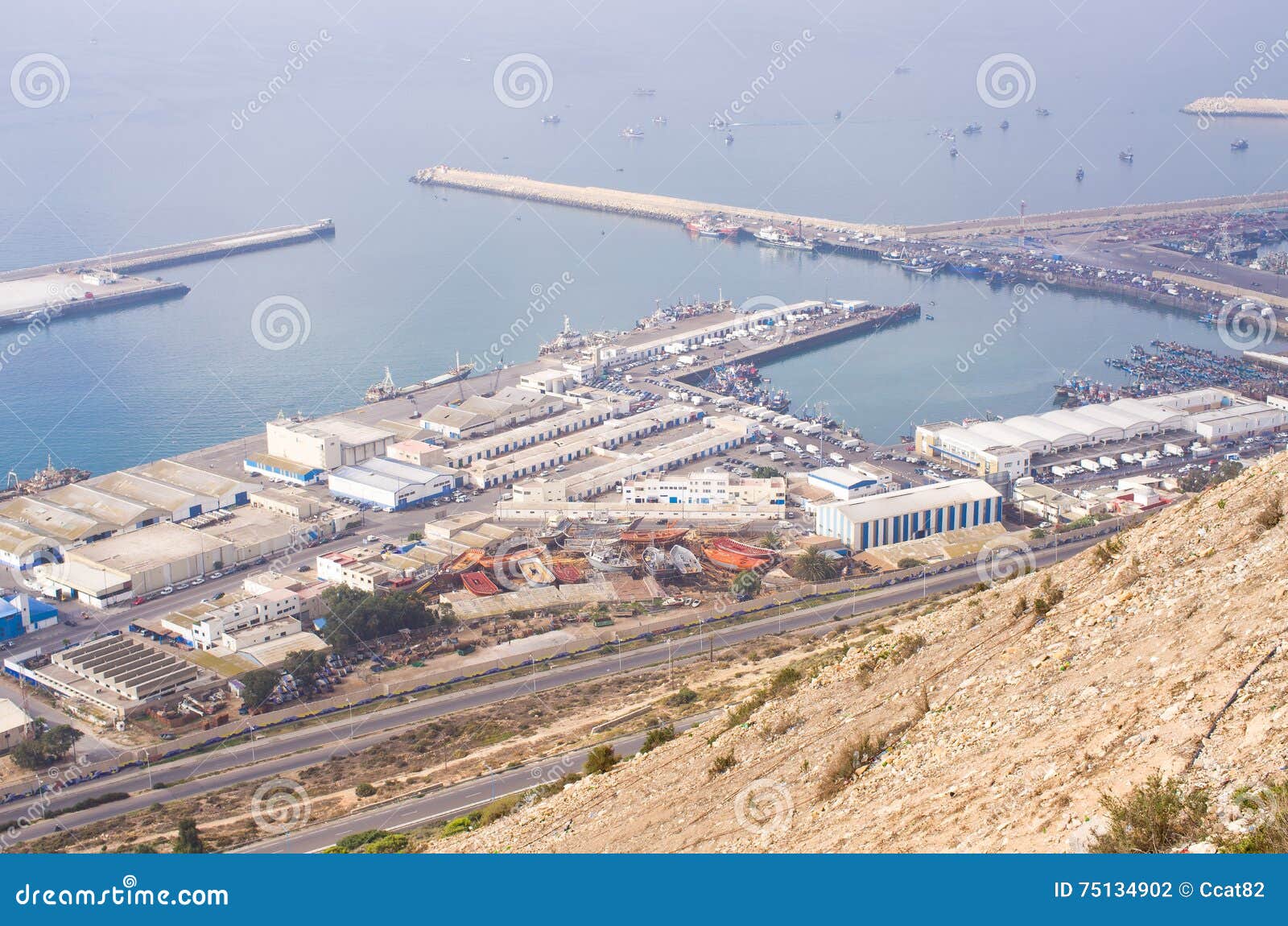 Port of Agadir Seen from Above, Morocco Stock Photo - Image of aerial ...