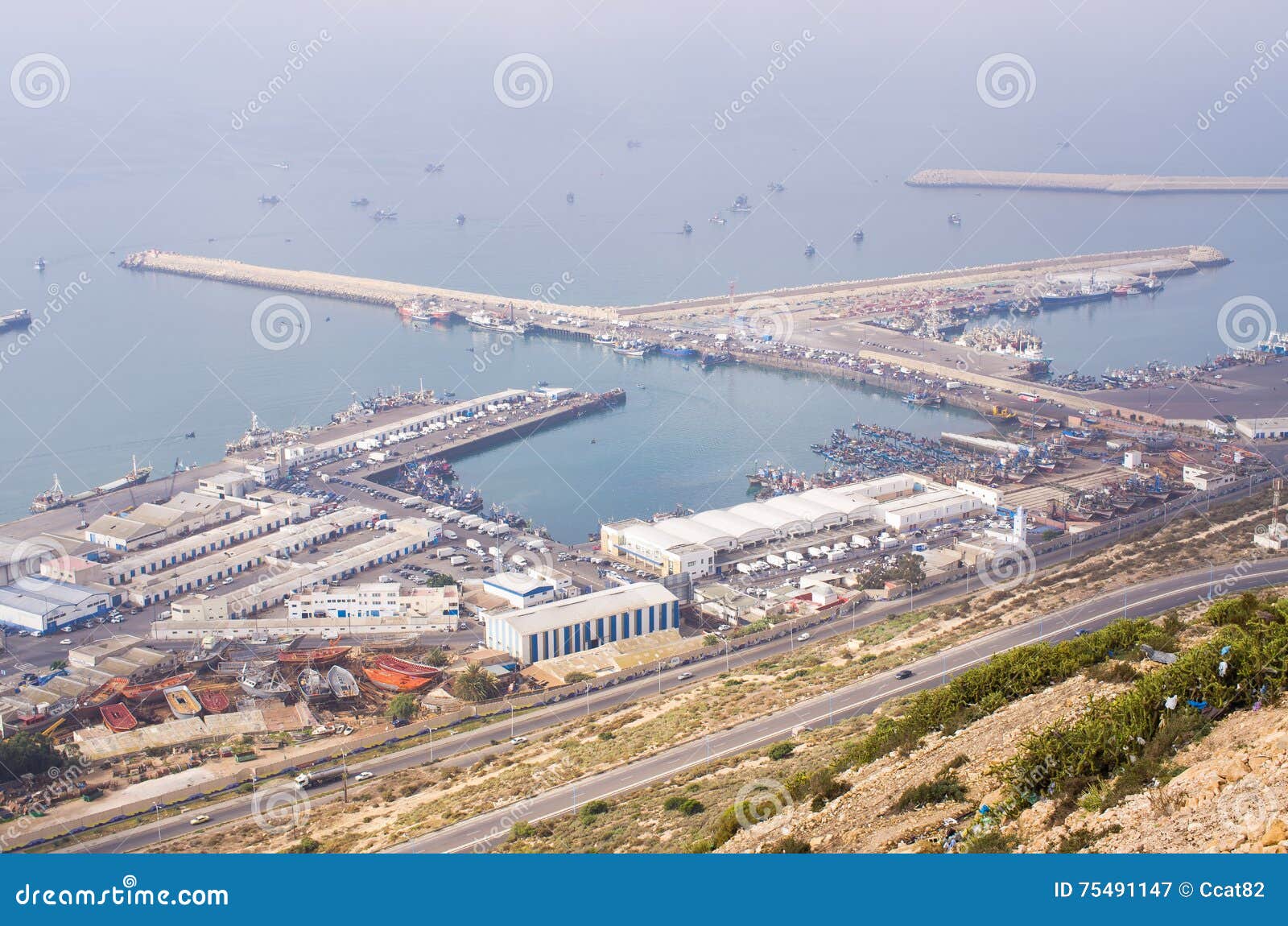 Port of Agadir Seen from Above, Morocco Stock Image - Image of ...
