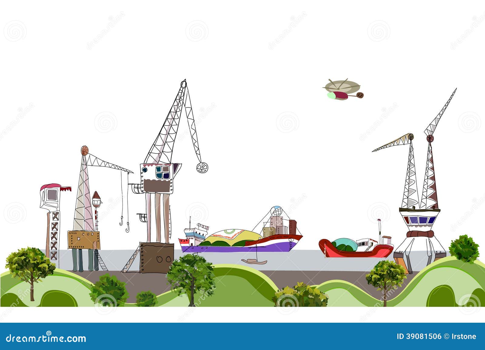 Port of the Big City Illustration Stock Vector - Illustration of gantry ...