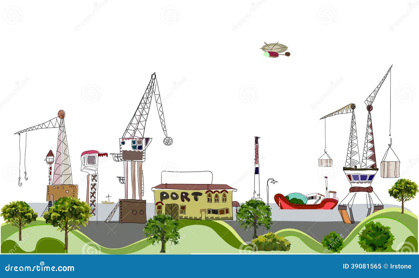 Port of the Big City Illustration Stock Vector - Illustration of ...