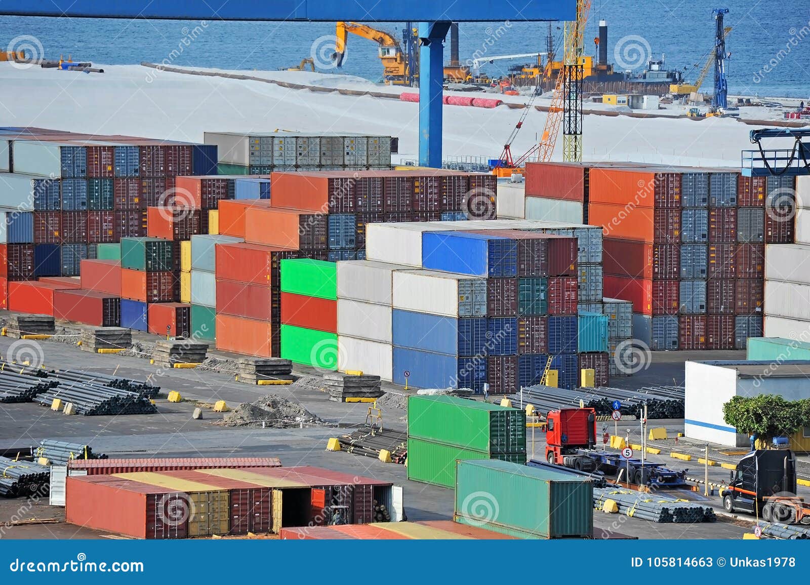Cargo container in port stock image. Image of seafaring - 105814663