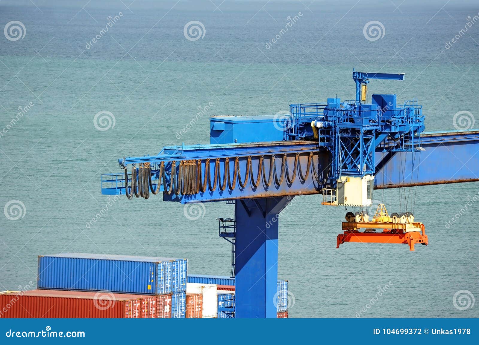 Port Cargo Crane and Container Stock Photo - Image of loading, freight ...