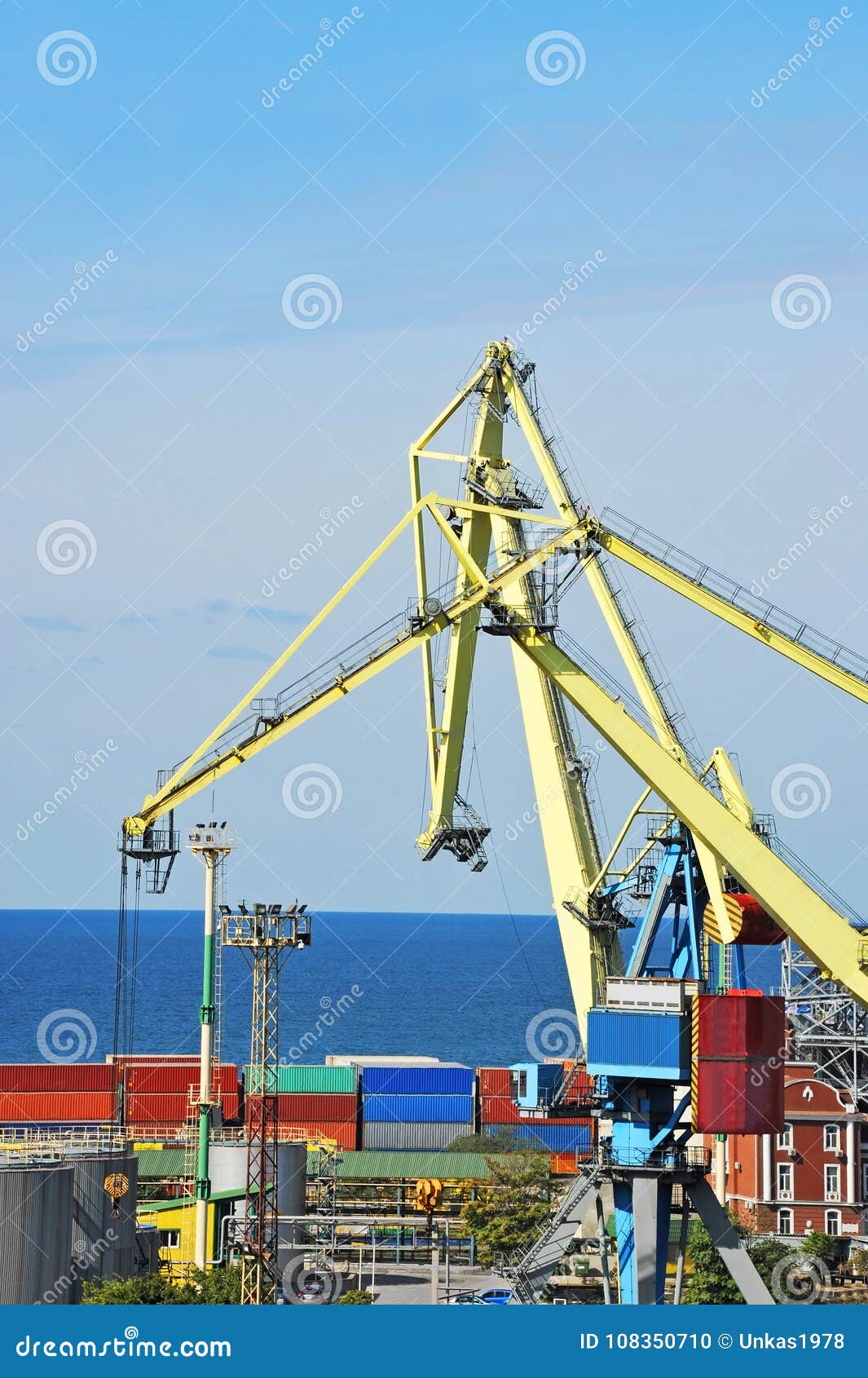 Port Cargo Crane and Container Stock Photo - Image of port, operation ...