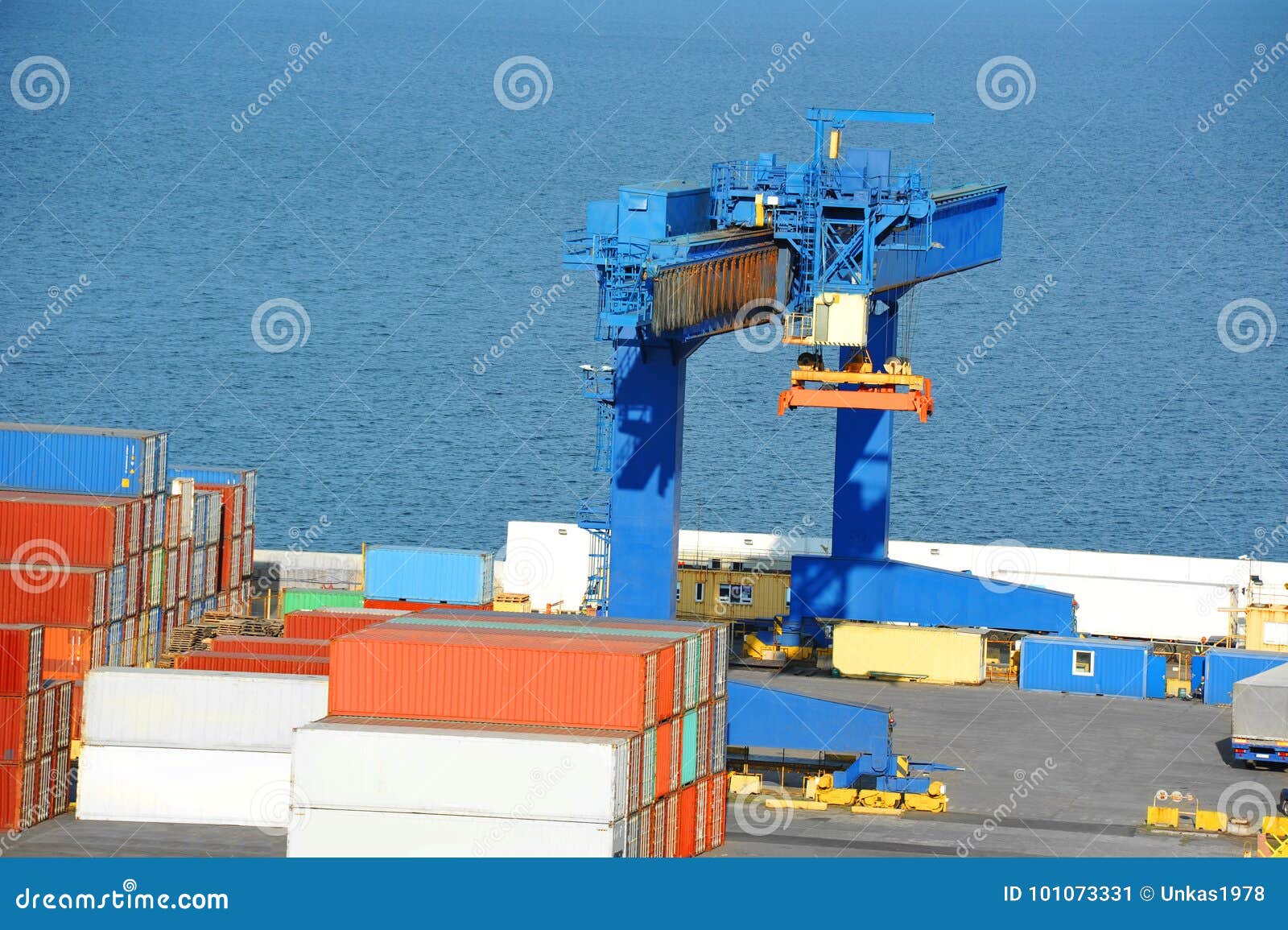 Port Cargo Crane and Container Stock Image - Image of depot, hithe ...