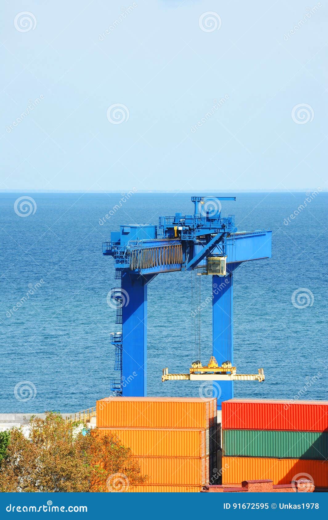 Port Cargo Crane and Container Stock Image - Image of container ...