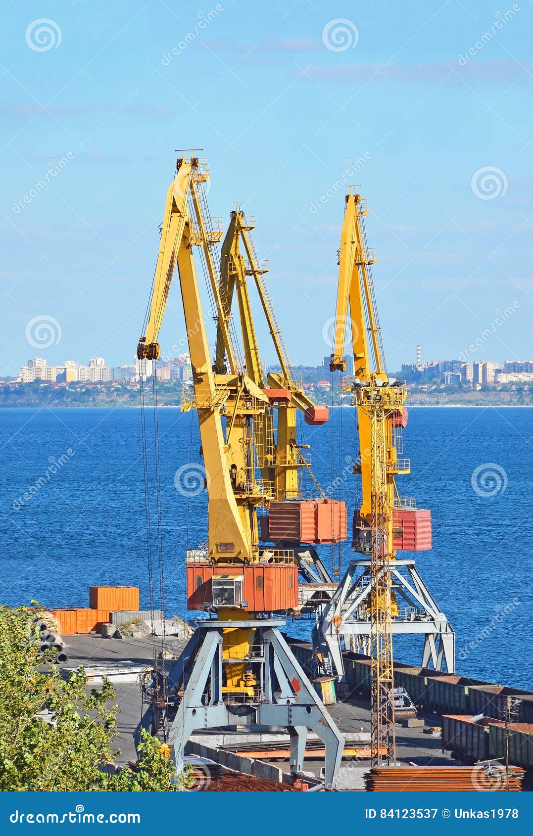 Port cargo crane stock image. Image of loading, quay - 84123537