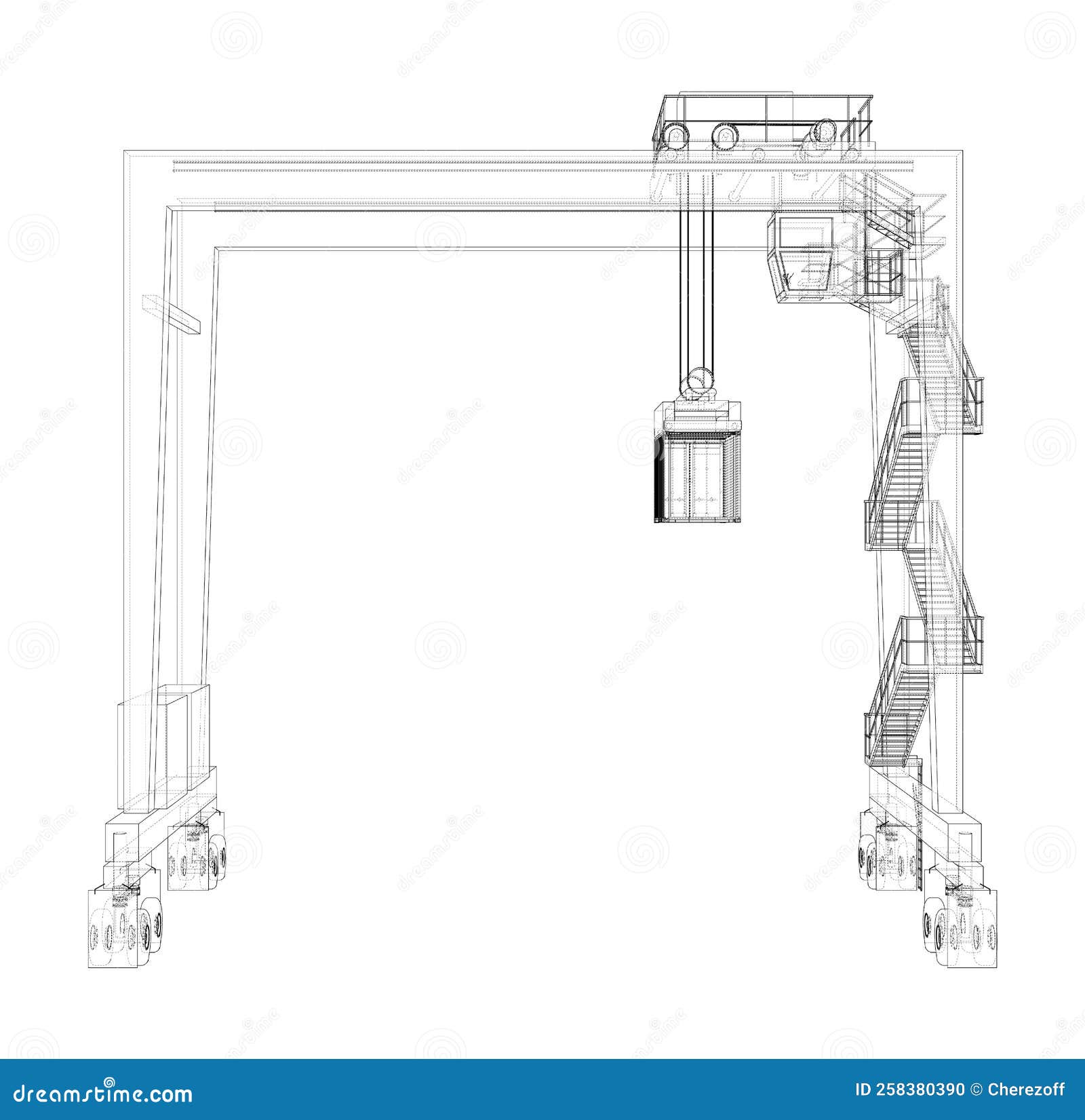 Port cargo crane. Vector stock vector. Illustration of vessel - 258380390