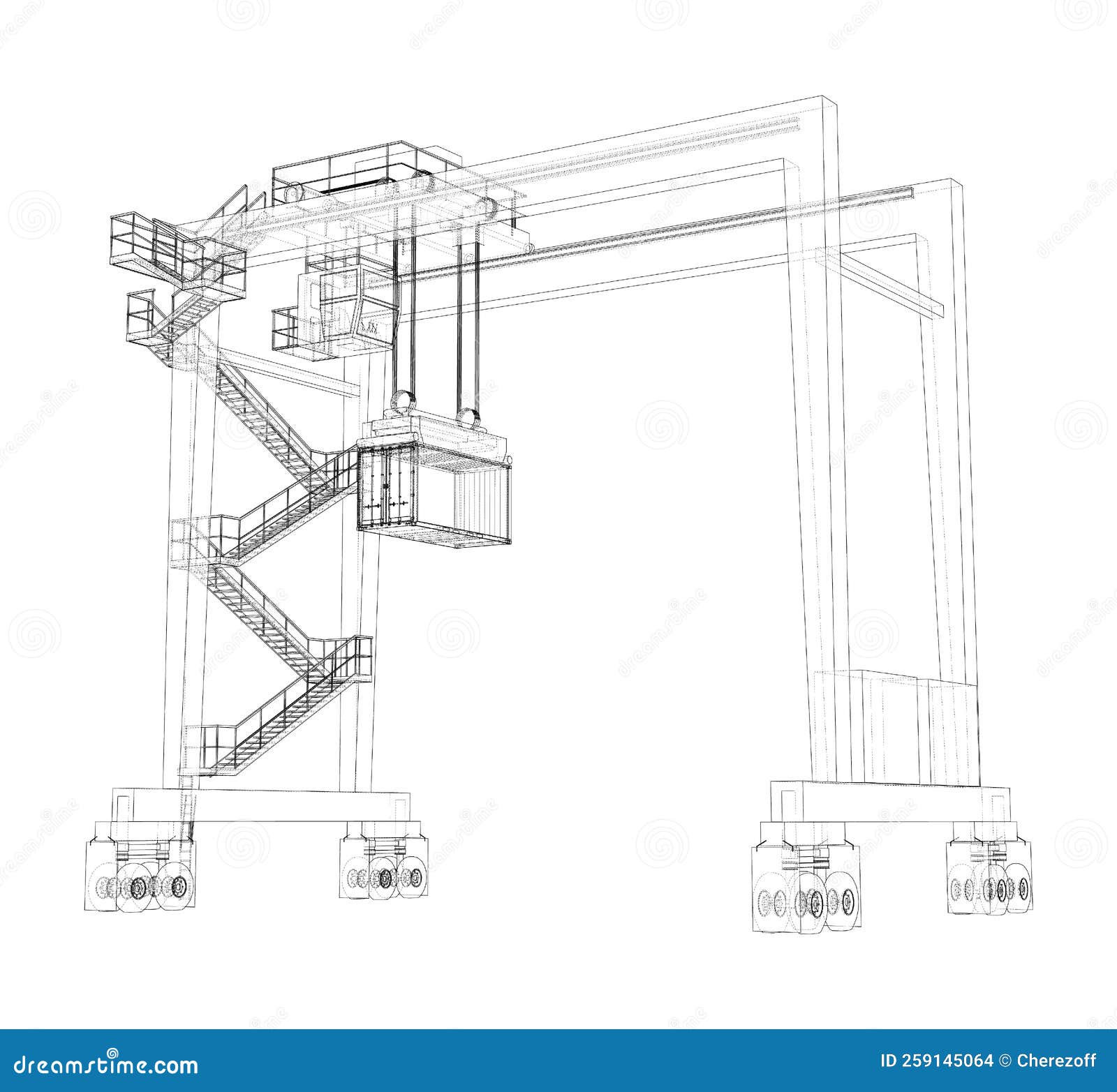 Port cargo crane. Vector stock vector. Illustration of ship - 259145064
