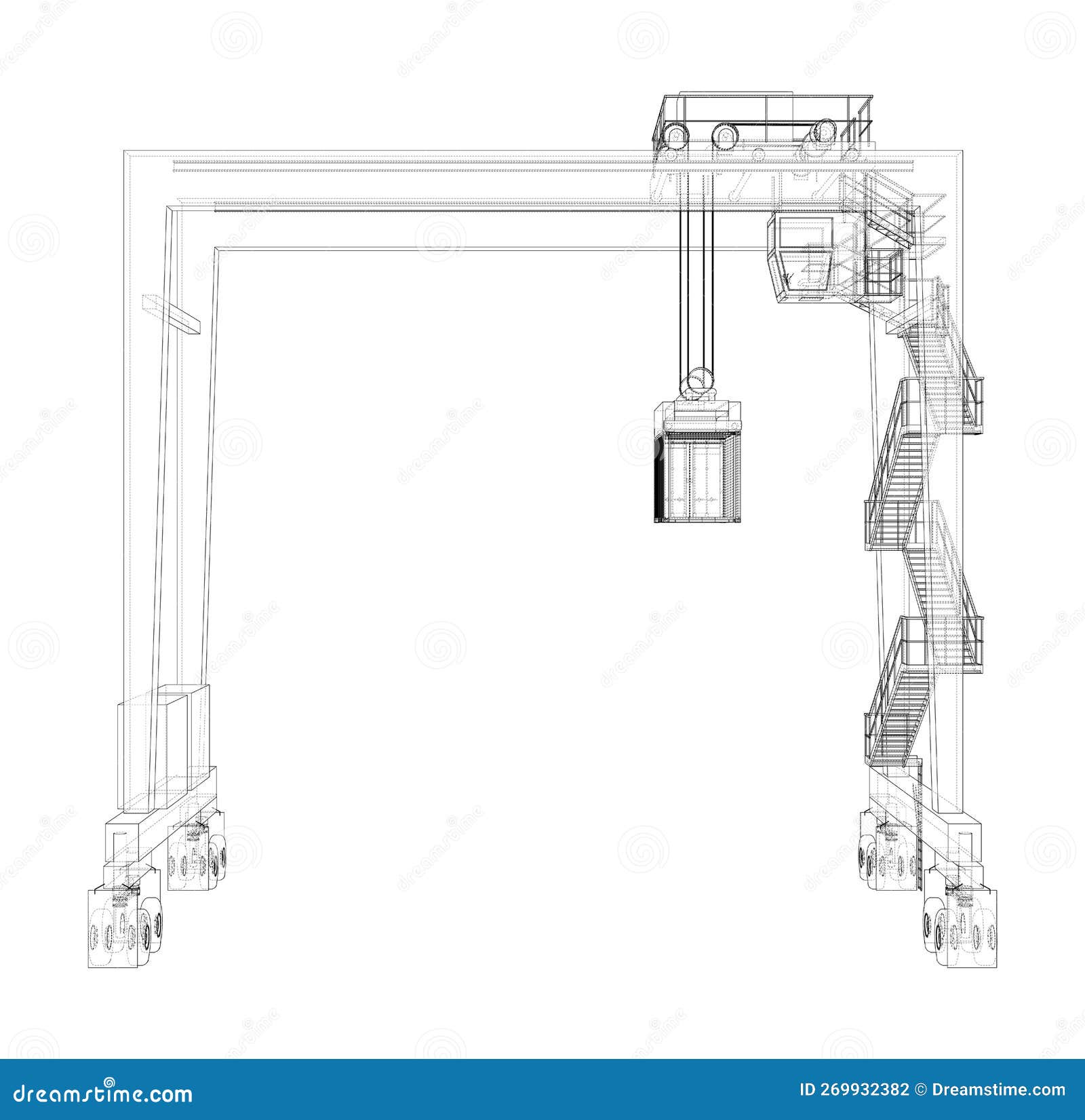 Port cargo crane stock illustration. Illustration of warehouse - 269932382