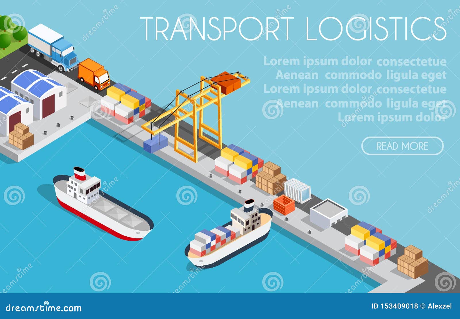 Port Cargo Ship Transport Logistics Stock Vector - Illustration of ...