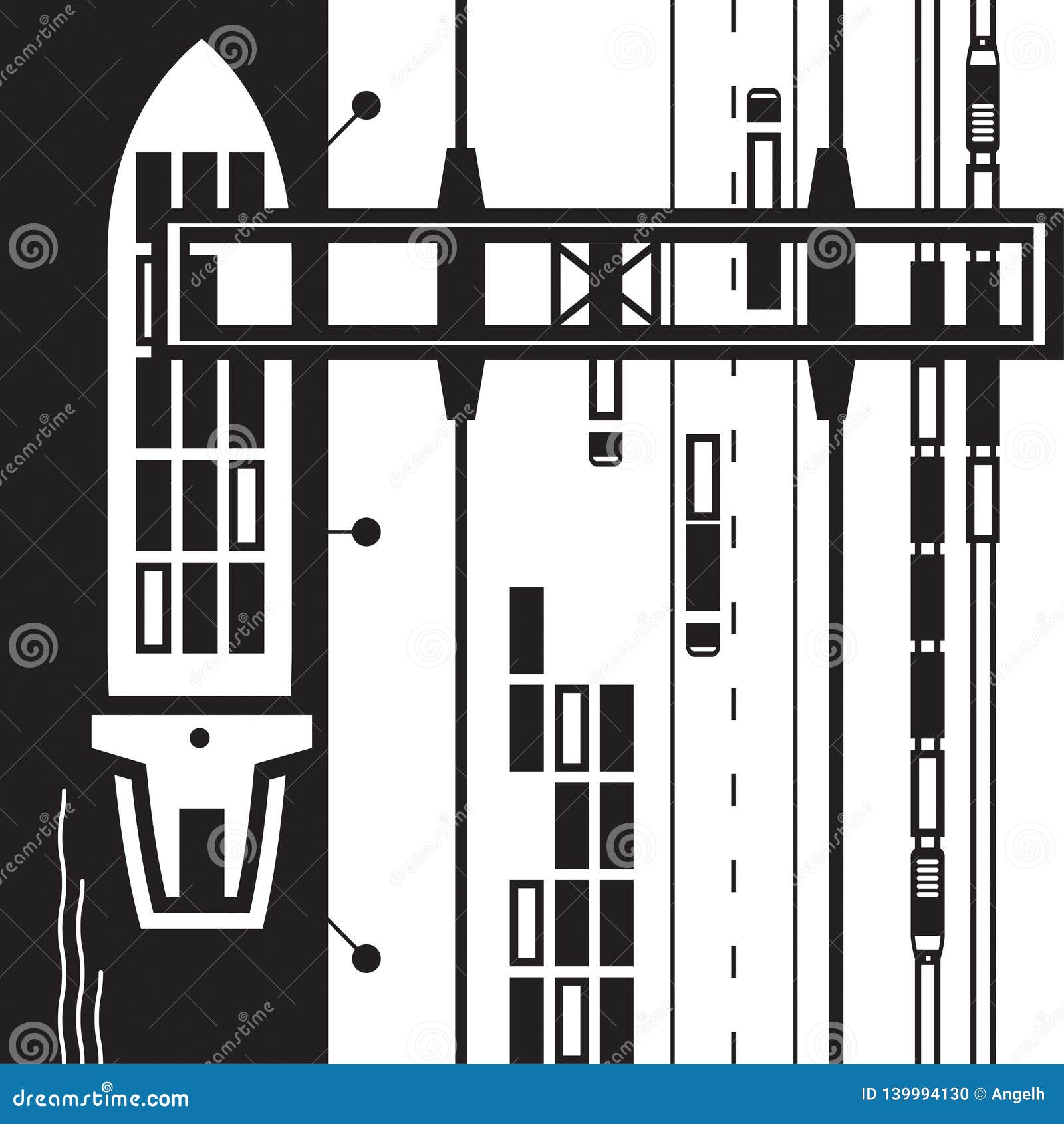 Port cargo terminal stock vector. Illustration of construction - 139994130